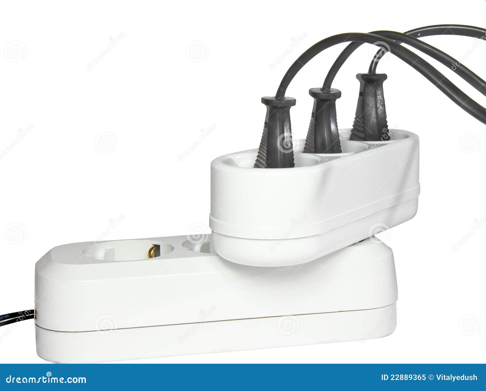 Plugs in Electric Socket. Isolated Stock Image - Image of cable, flex ...