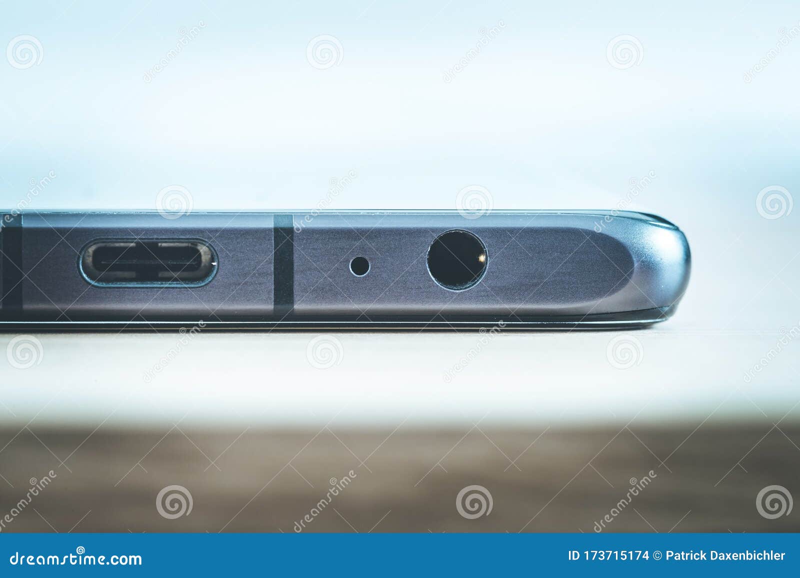Plugs of a Modern Smartphone. Headphone Jack and Usb Type C Stock Photo ...