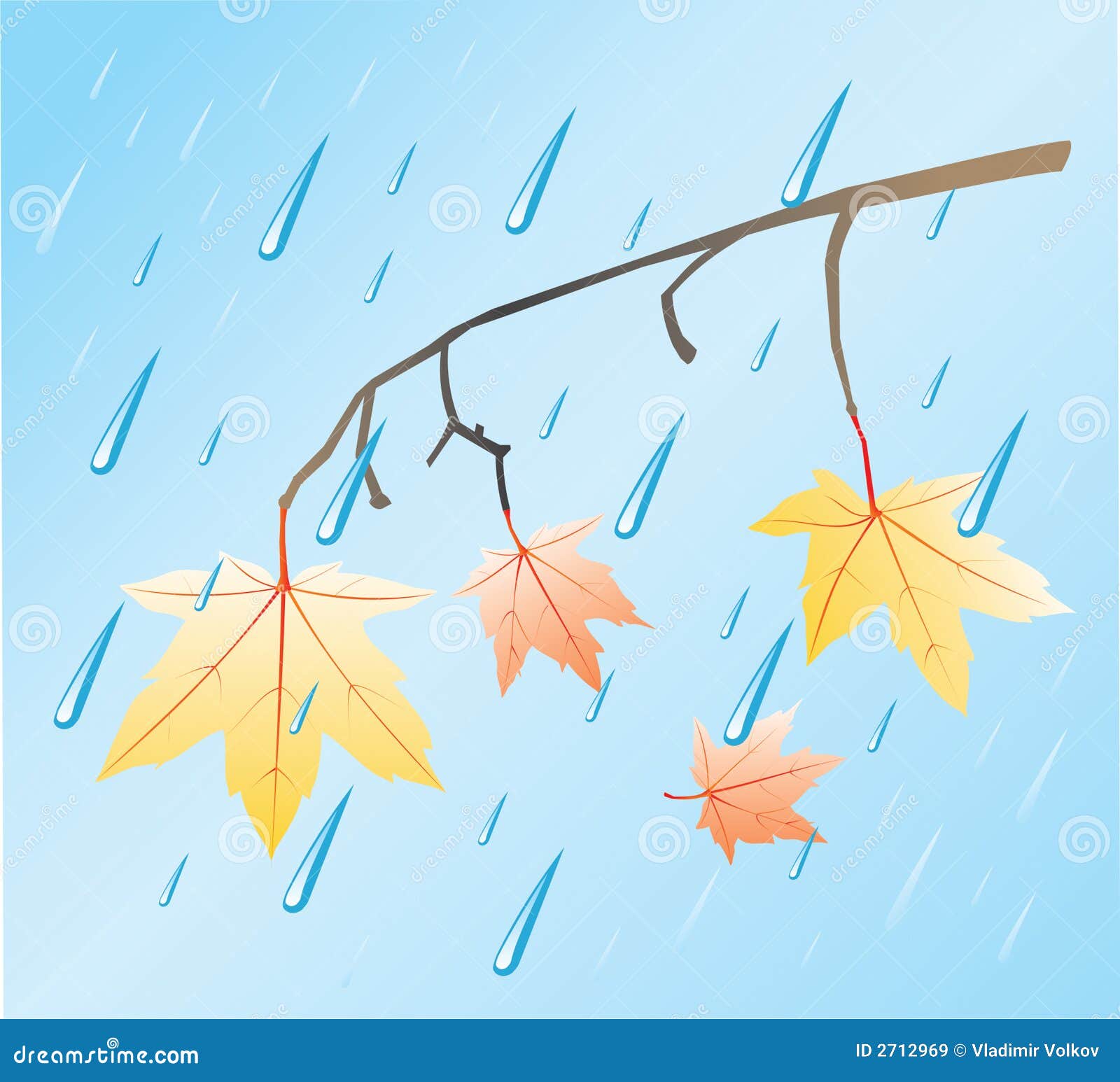 Pluie d'automne illustration de vecteur. Illustration du couleur - 2712969