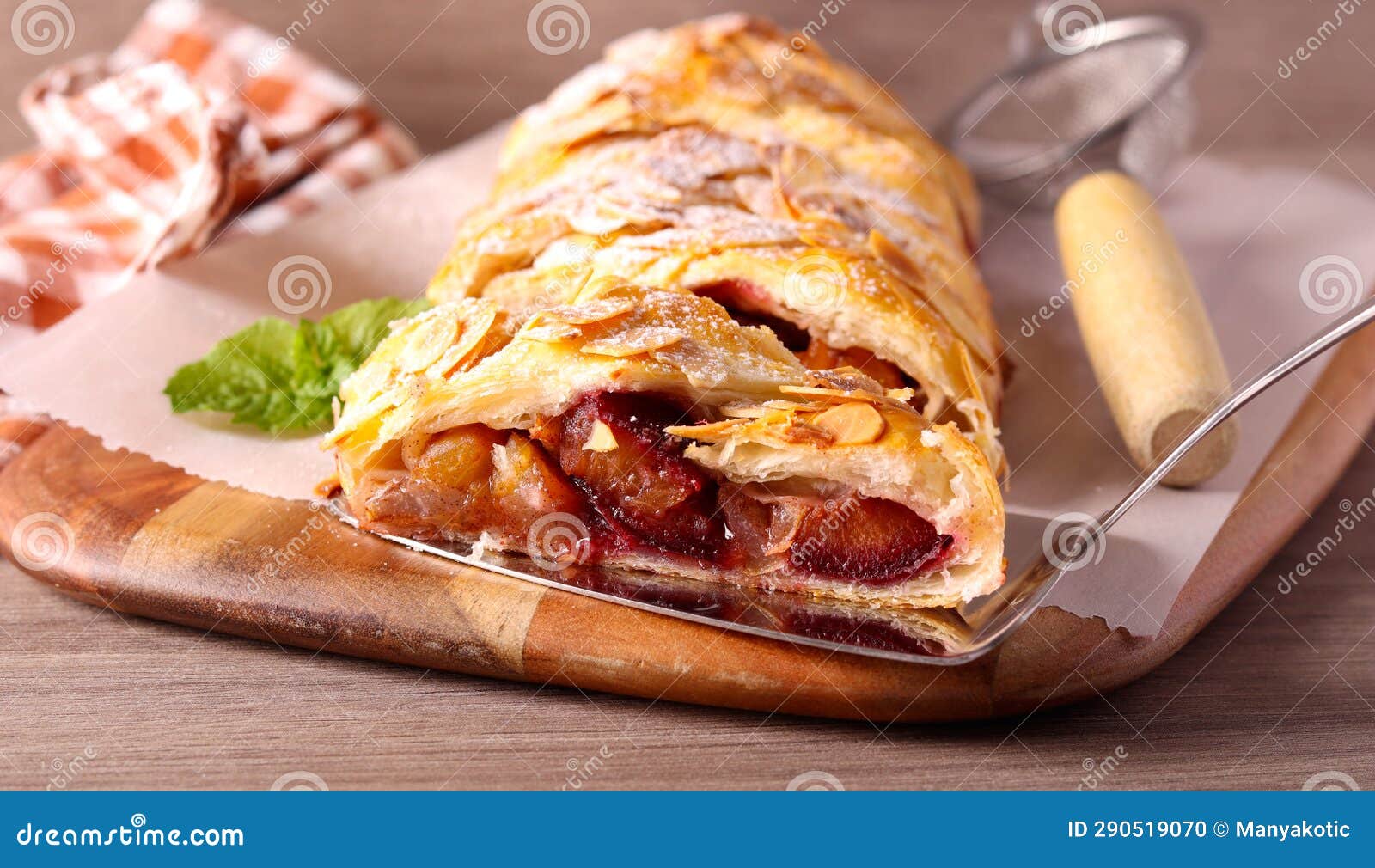 Plum and Almond Puff Pastry Strudel Stock Photo - Image of treat, bread ...