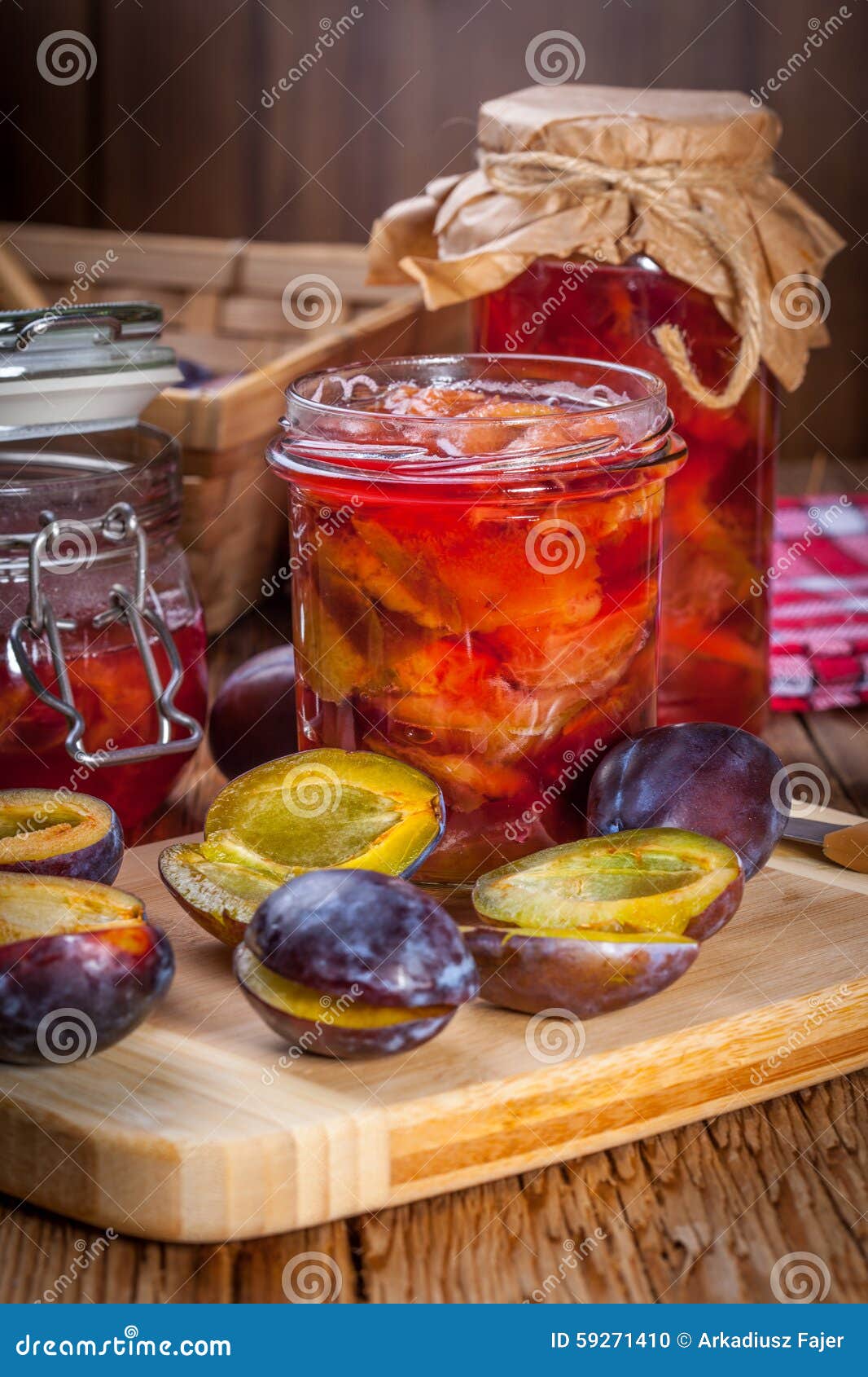 Plum Compote In Glass Jars Stock Photography | CartoonDealer.com #178801856