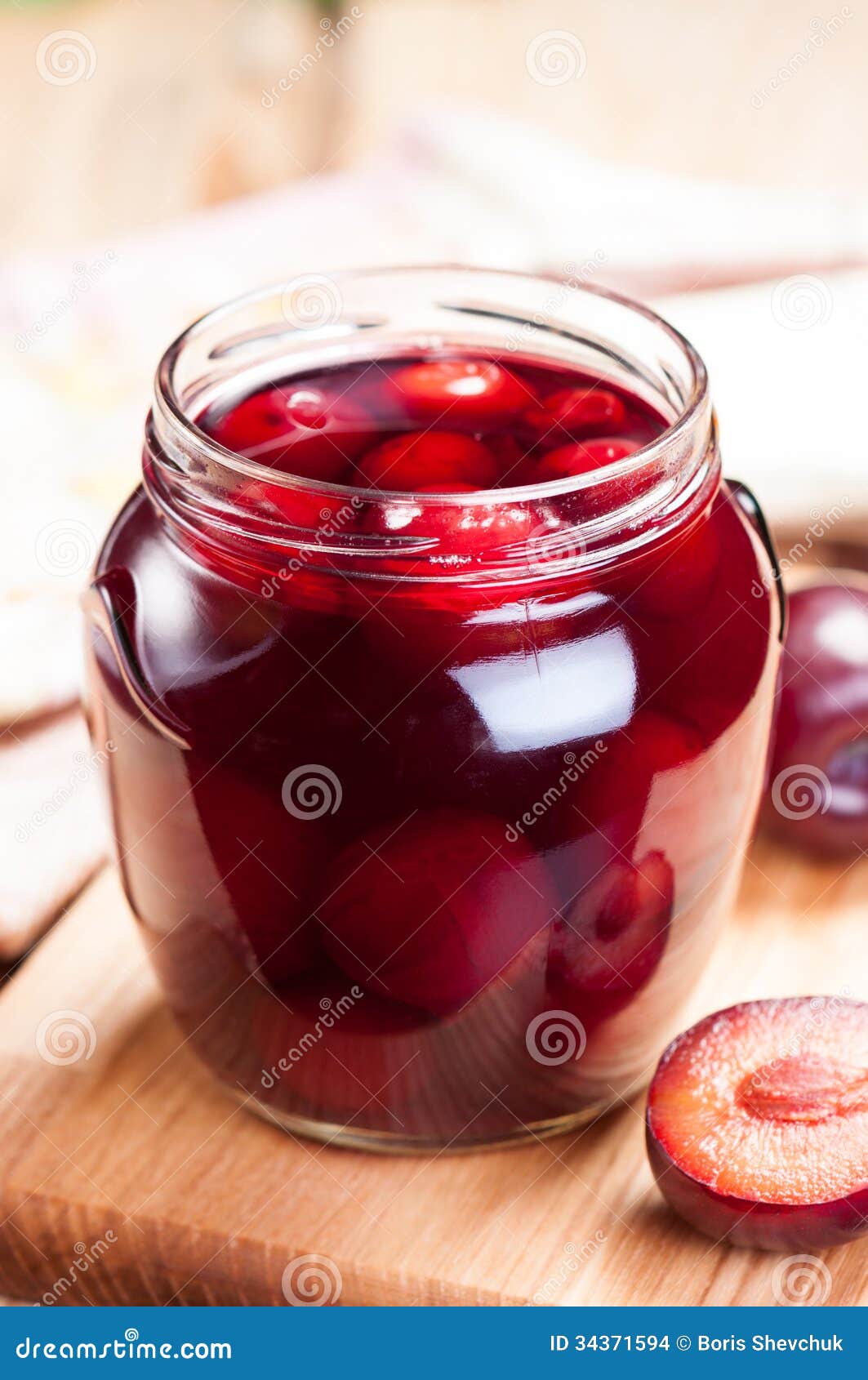 Plum Compote in Jar Close Up. Stock Photo - Image of plum, compot: 34371594