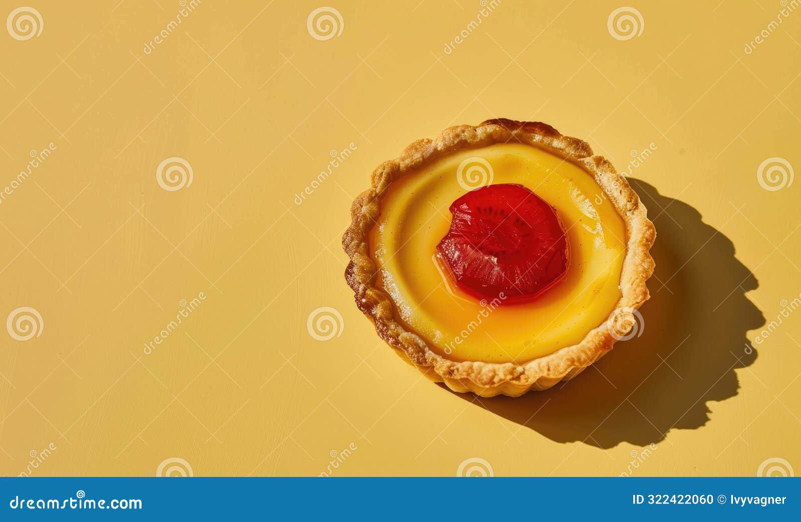 Plum Custard Tart on a Light Yellow Surface, Caramelized Top Stock ...