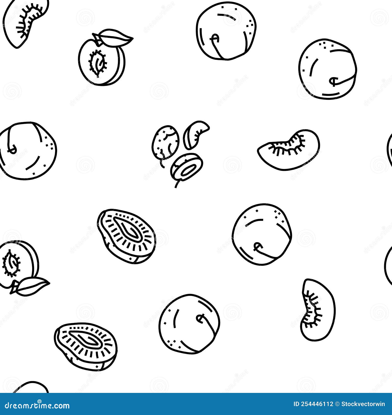 Plum Fruit Green Red Prune Vector Seamless Pattern Stock Vector ...