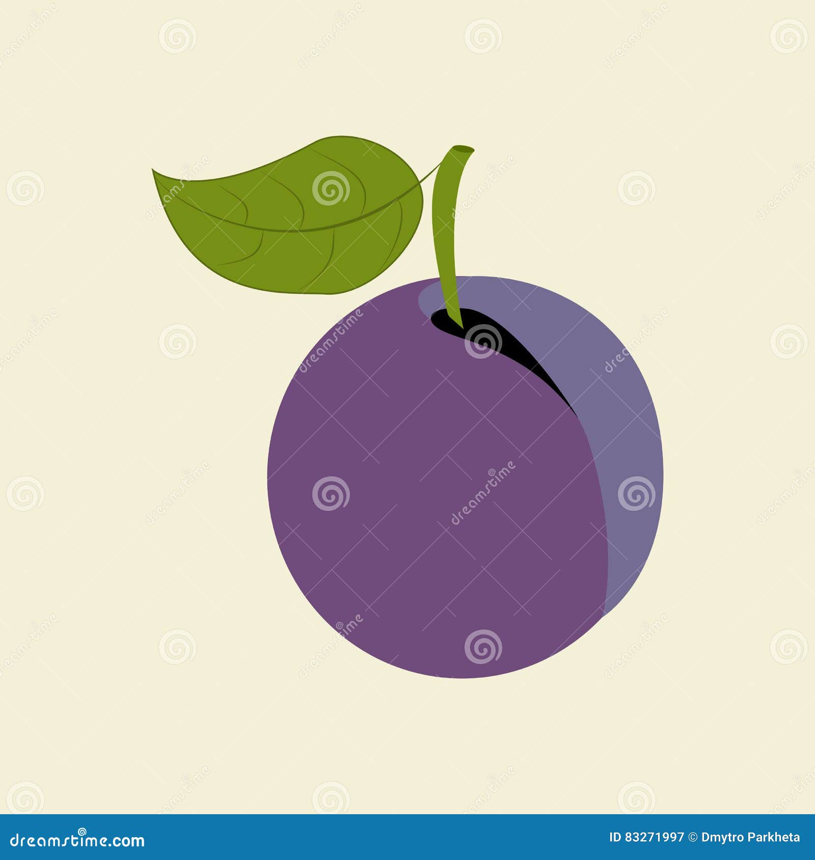 Plum Fruit Icon stock vector. Illustration of tree, leaf - 83271997