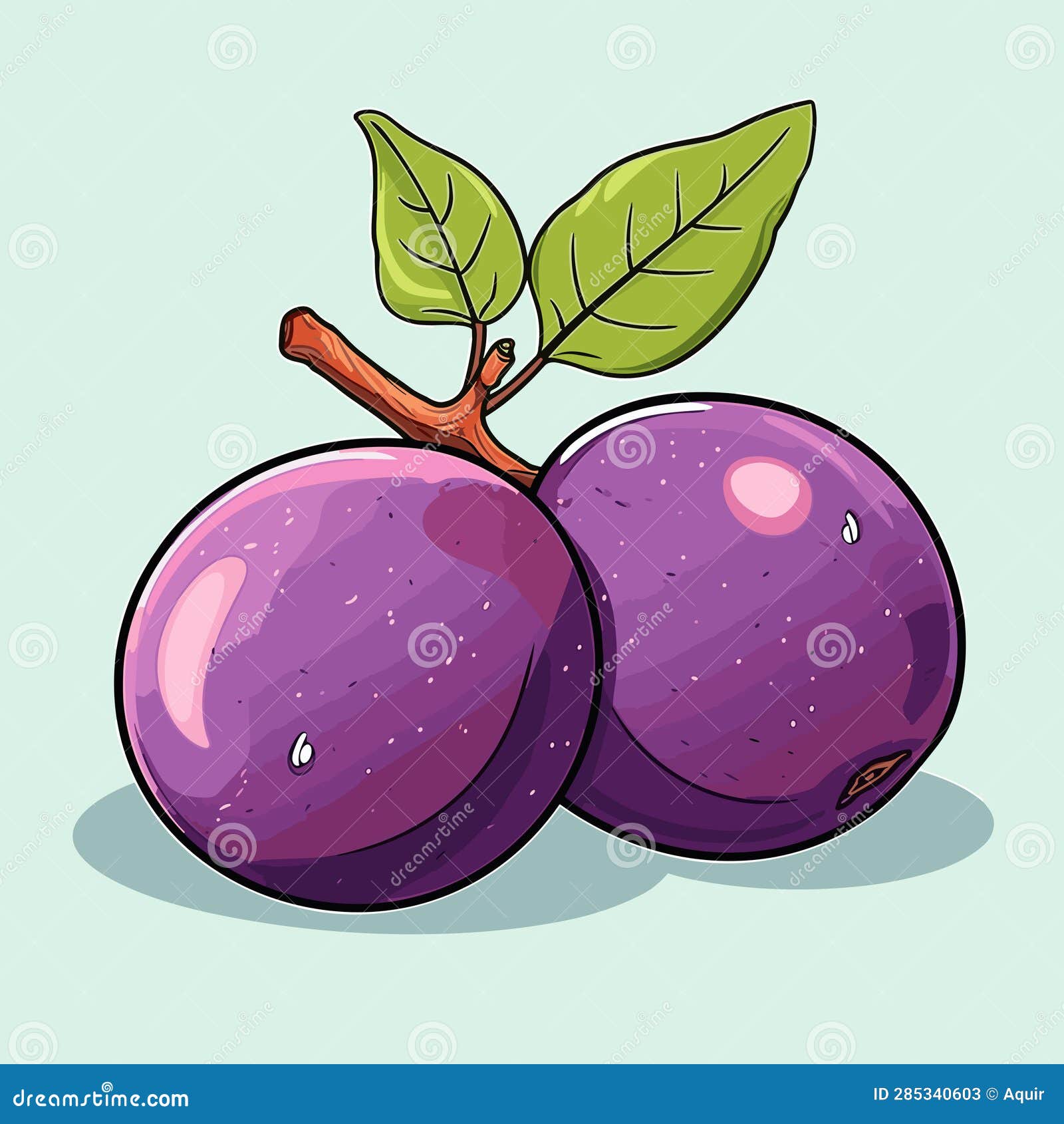 Plum. Plum Hand-drawn Comic Illustration. Vector Doodle Style Cartoon ...