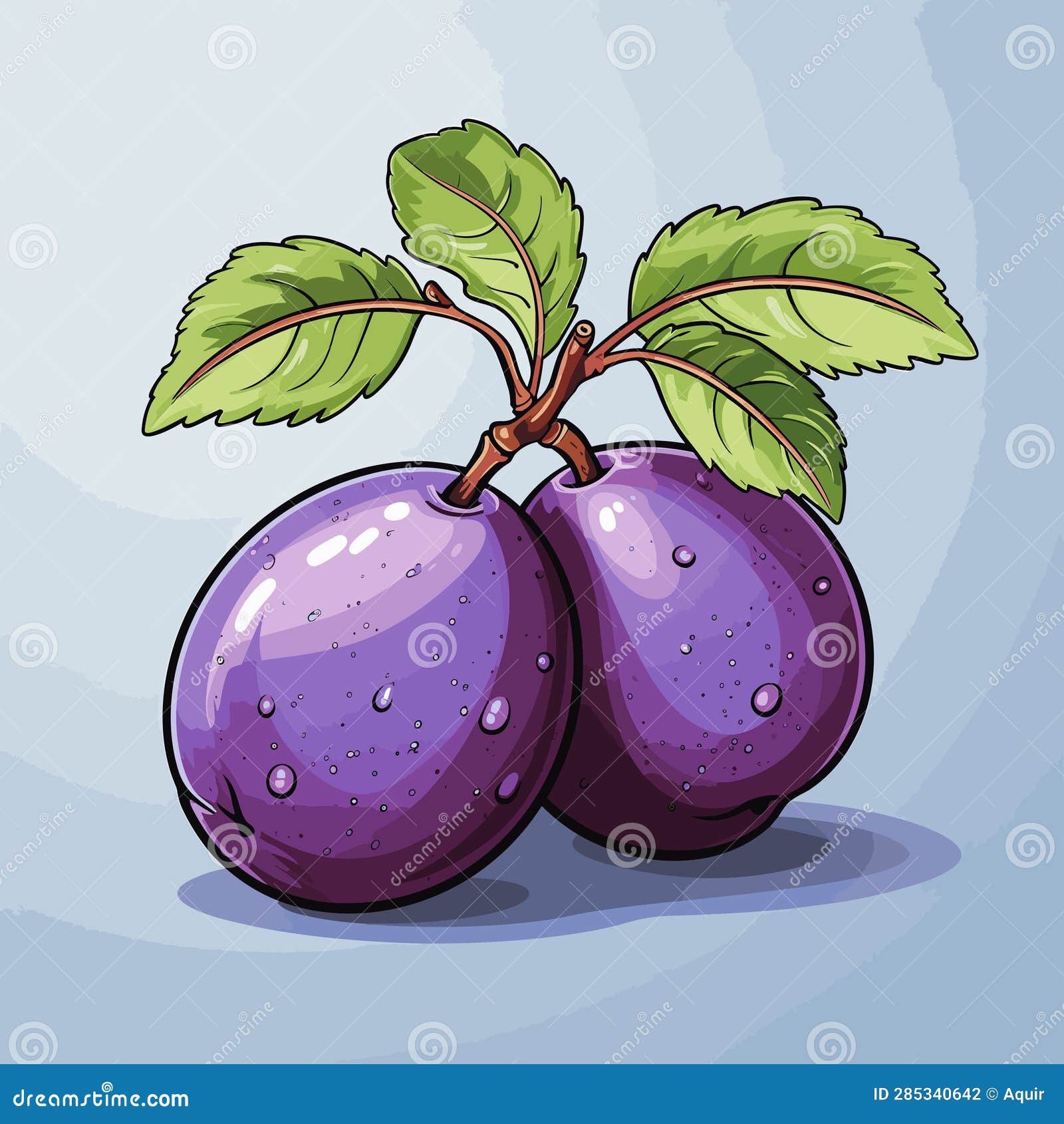 Plum. Plum Hand-drawn Comic Illustration. Vector Doodle Style Cartoon ...