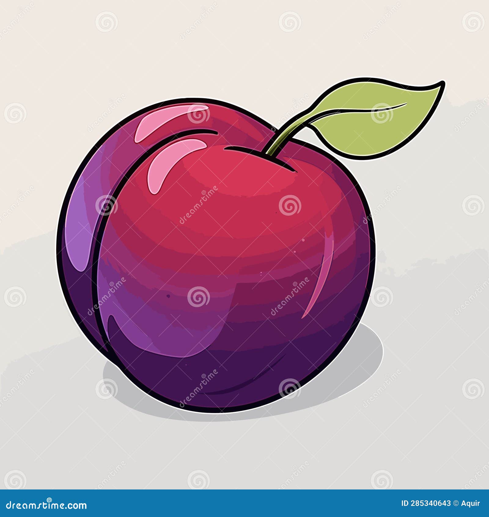 Plum. Plum Hand-drawn Comic Illustration. Vector Doodle Style Cartoon ...