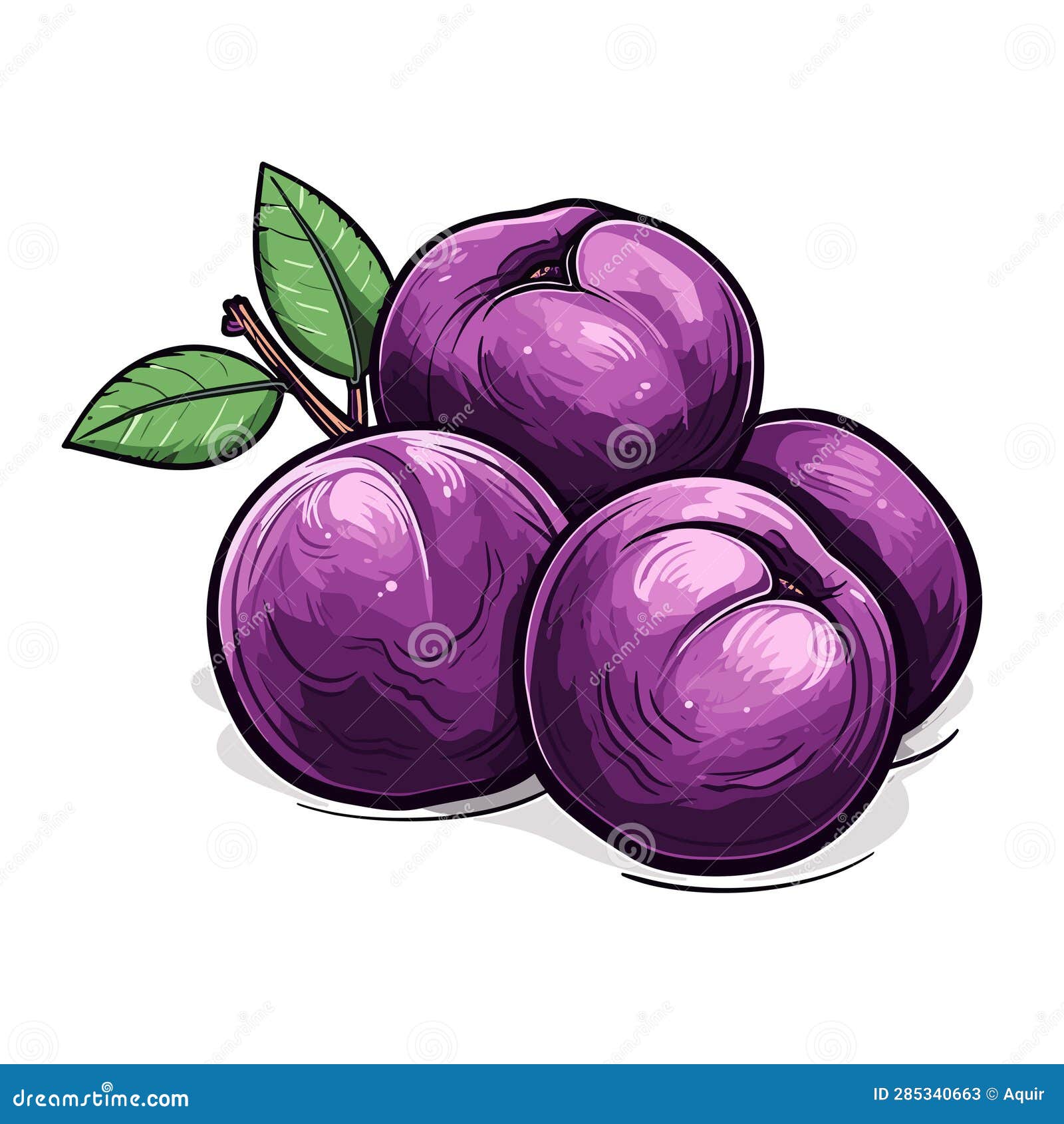 Plum. Plum Hand-drawn Comic Illustration. Vector Doodle Style Cartoon ...