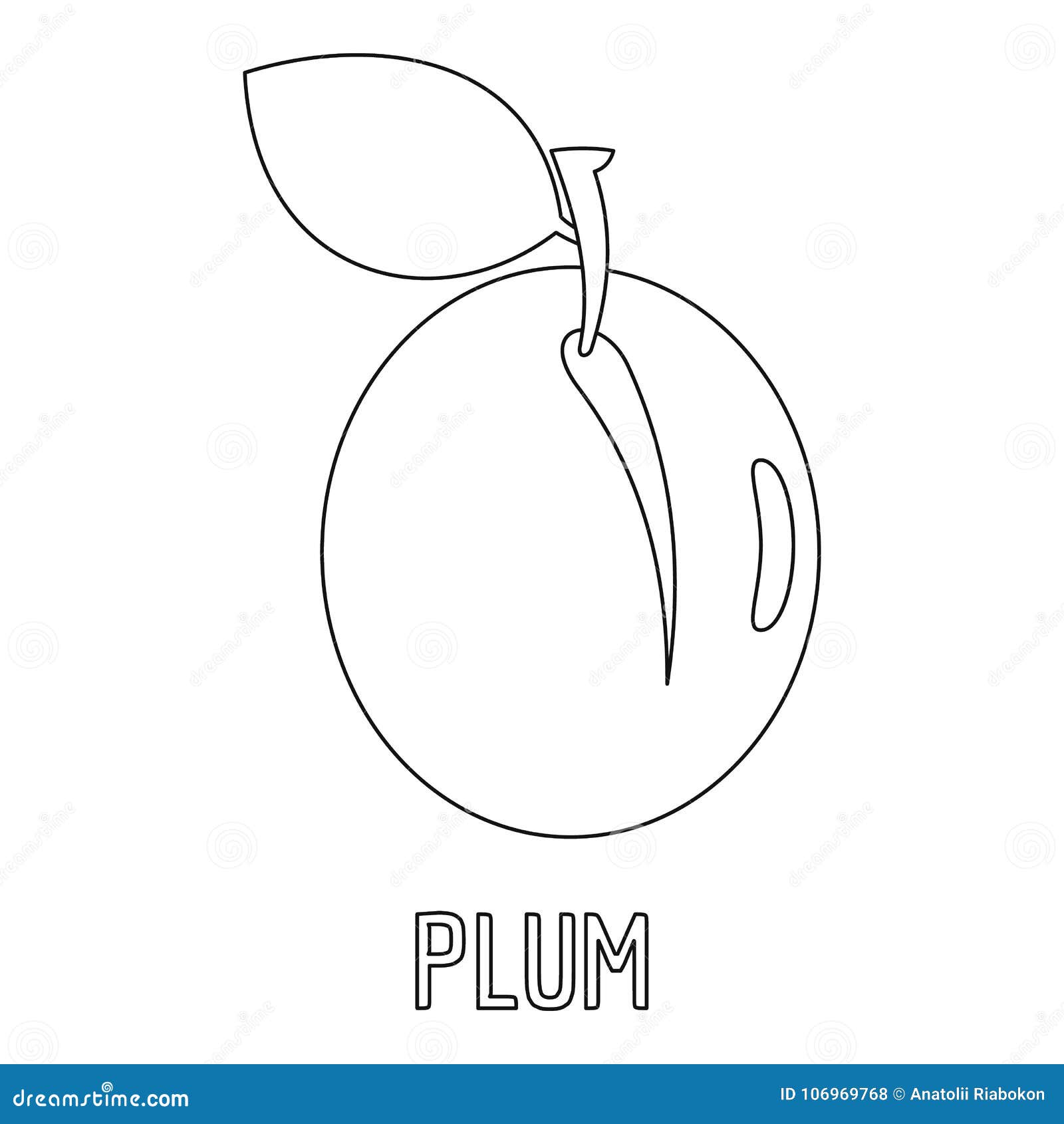 Plum icon, outline style. stock vector. Illustration of fruit - 106969768