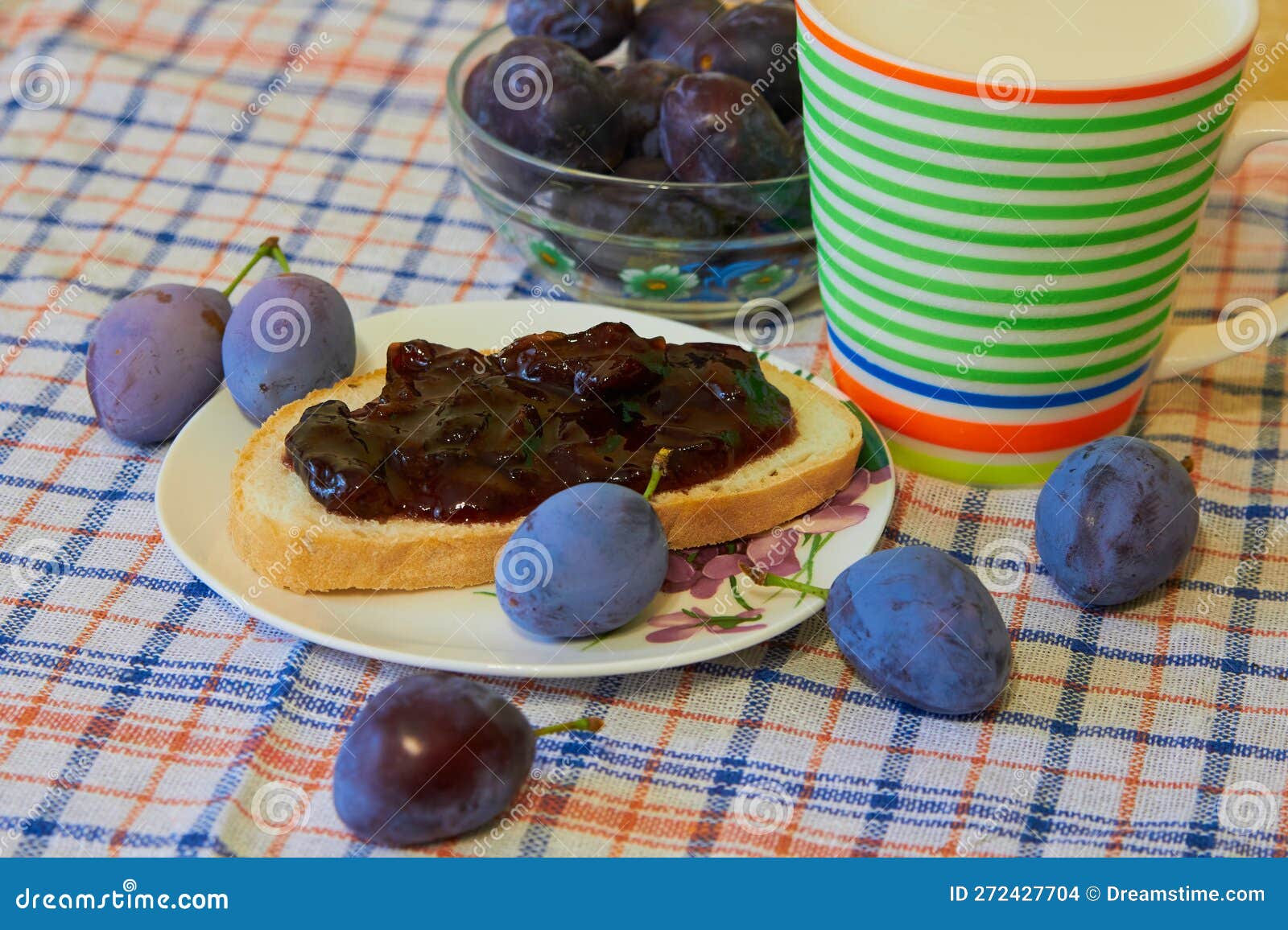 Plum Jam,bread with Jam for Breakfast, Homemade Plum Jam Stock Photo ...