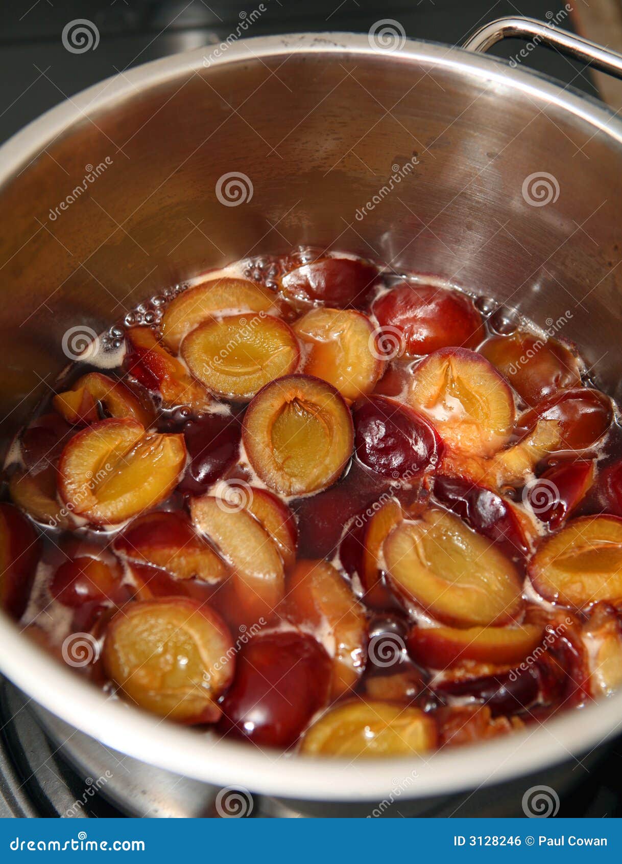 Plum jam making stock photo. Image of damson, plum, boiling - 3128246
