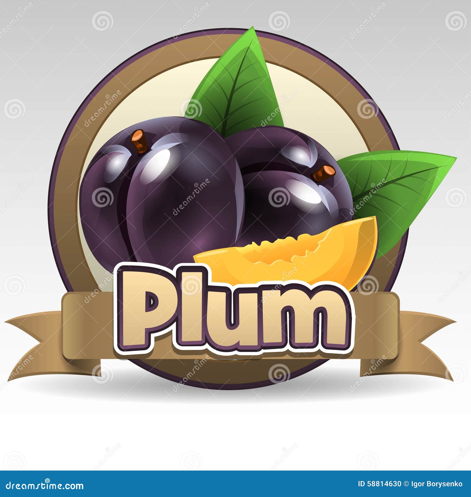 Plum label stock vector. Illustration of desert, color - 58814630