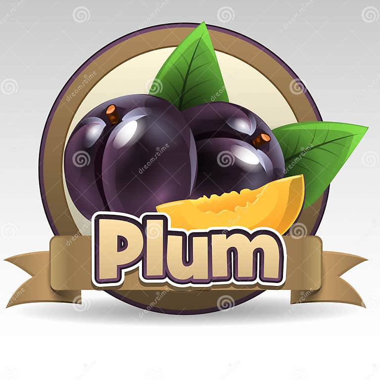 Plum label stock vector. Illustration of desert, color - 58814630