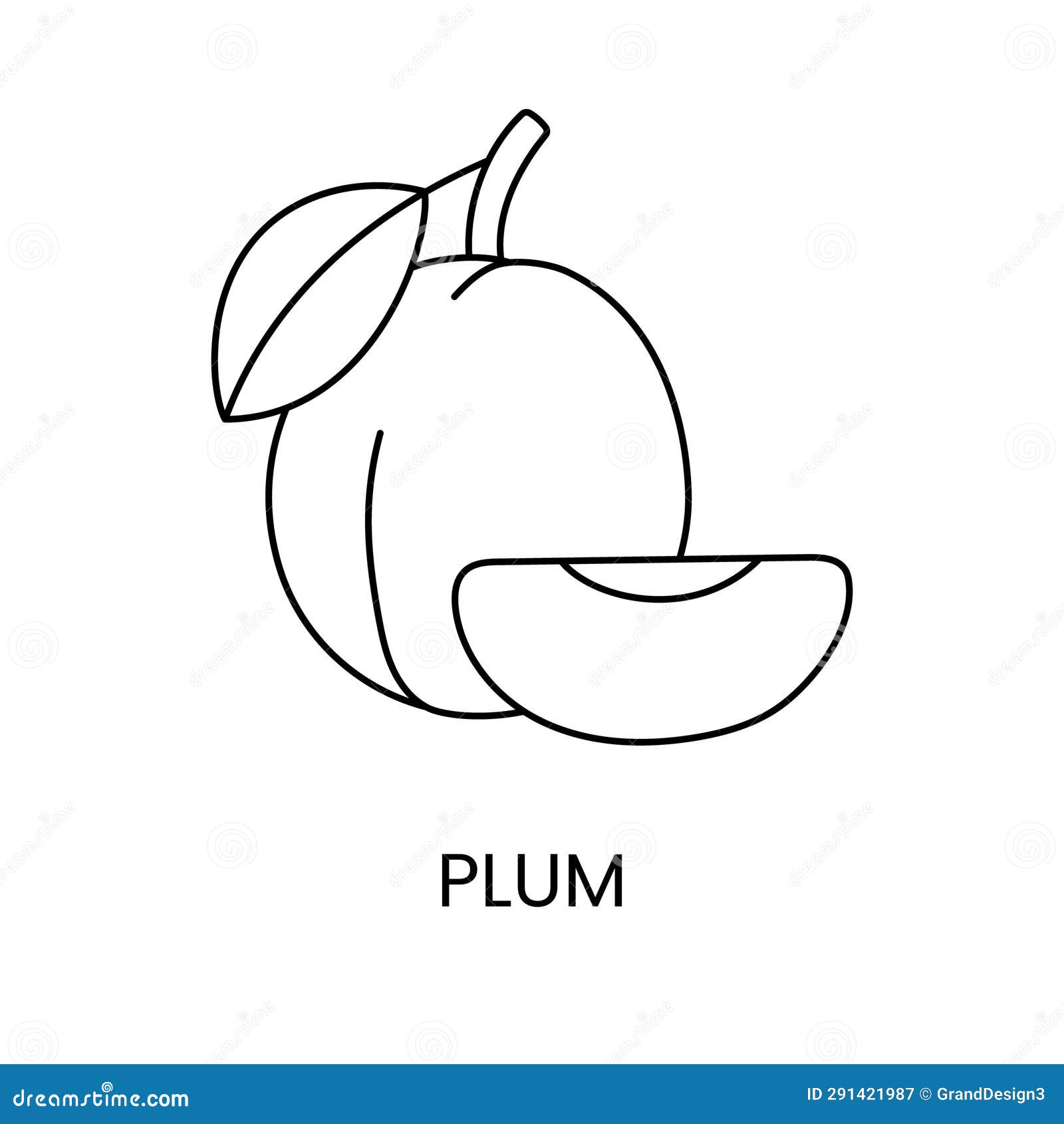 Plum Line Icon in Vector, Fruit Illustration. Stock Illustration ...