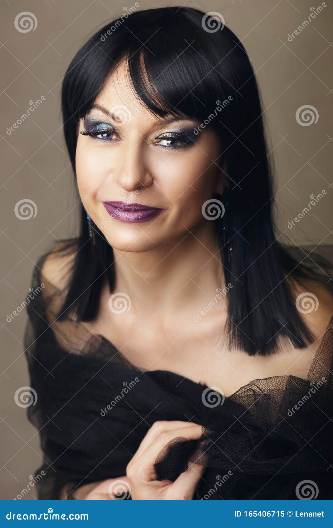 Plum Lips And Colorful Smoky Eyes Stock Image Image Of Beauty Makeup