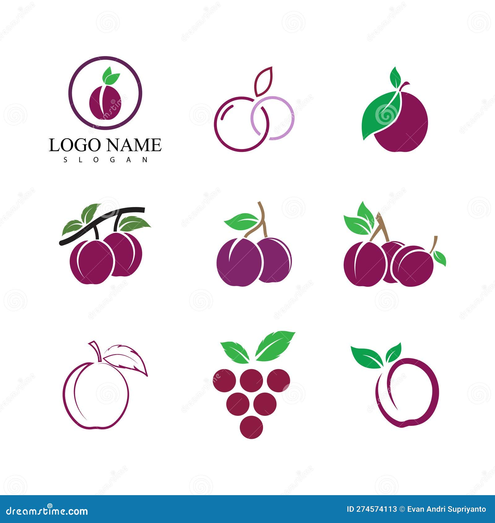 Plum Logo Vector Icon Design Template Stock Vector - Illustration of ...