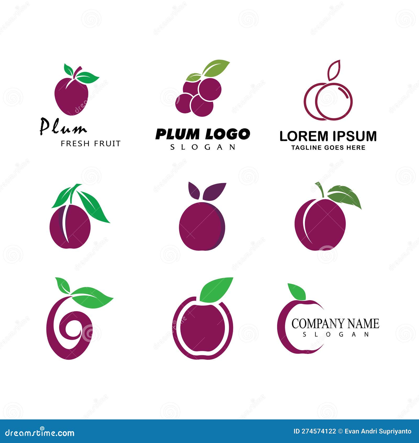 Plum Logo Vector Icon Design Template Stock Vector - Illustration of ...