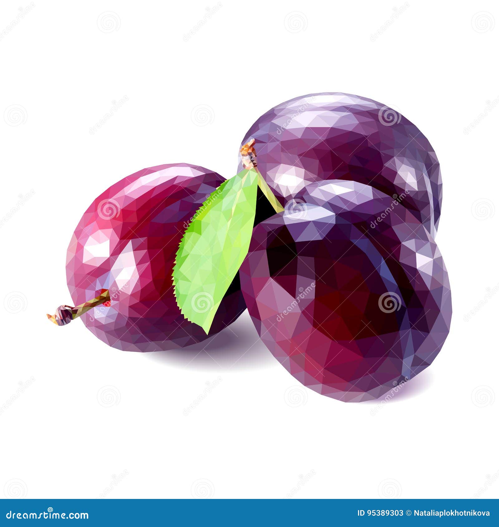 The Plum is Low Polygonal. Vector. Stock Illustration - Illustration of ...