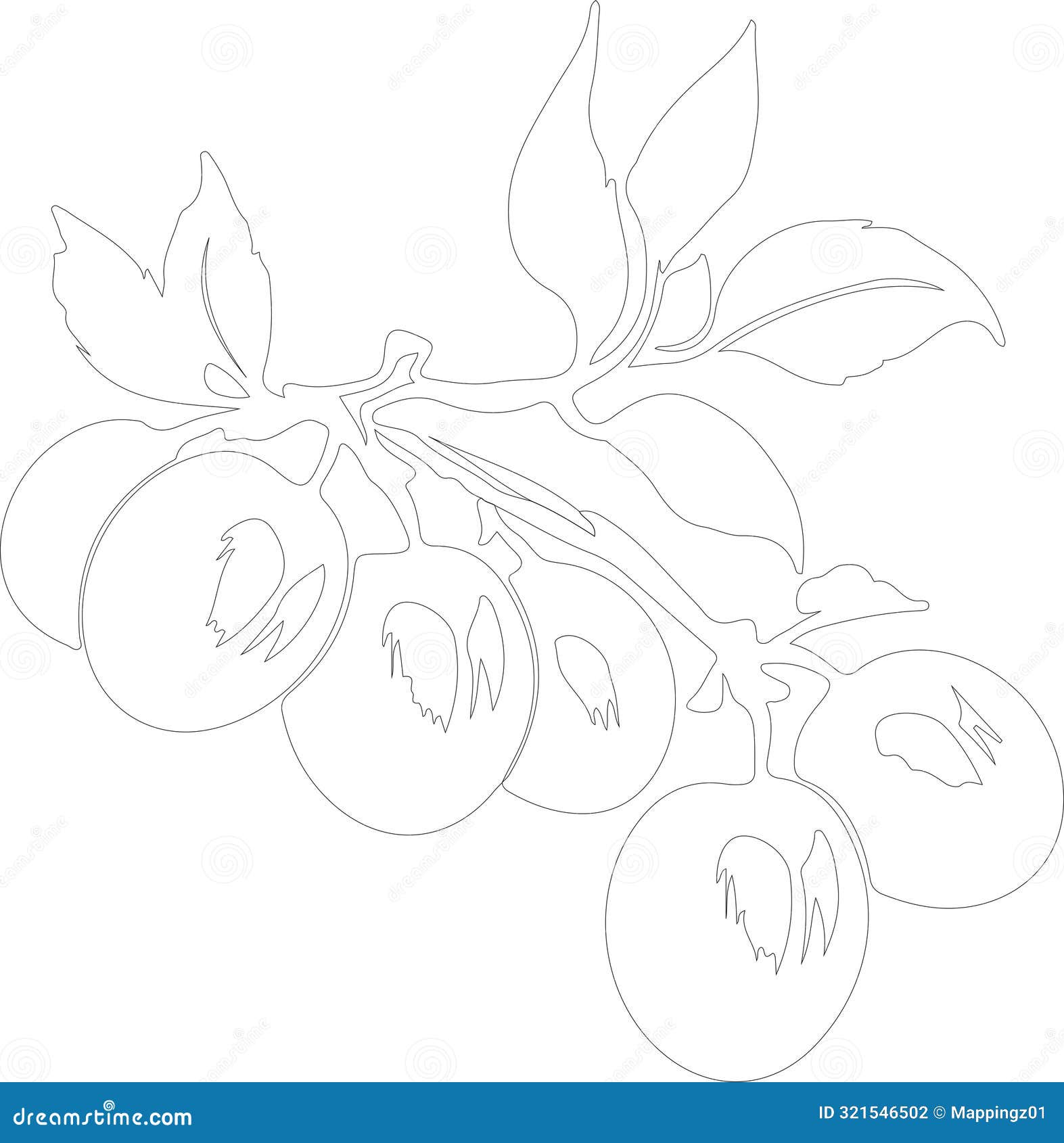 Plum Outline Silhouette Generative Ai Stock Vector - Illustration of ...