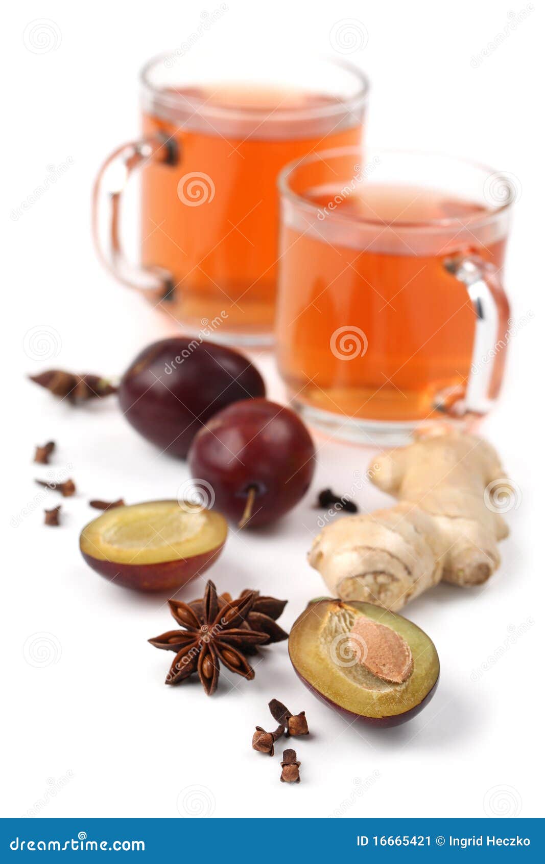 Plum tea with spices stock image. Image of anise, ginger - 16665421