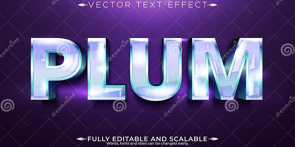 Plum Text Effect, Editable Elegant and Shiny Text Style Stock Vector - Illustration of customise ...