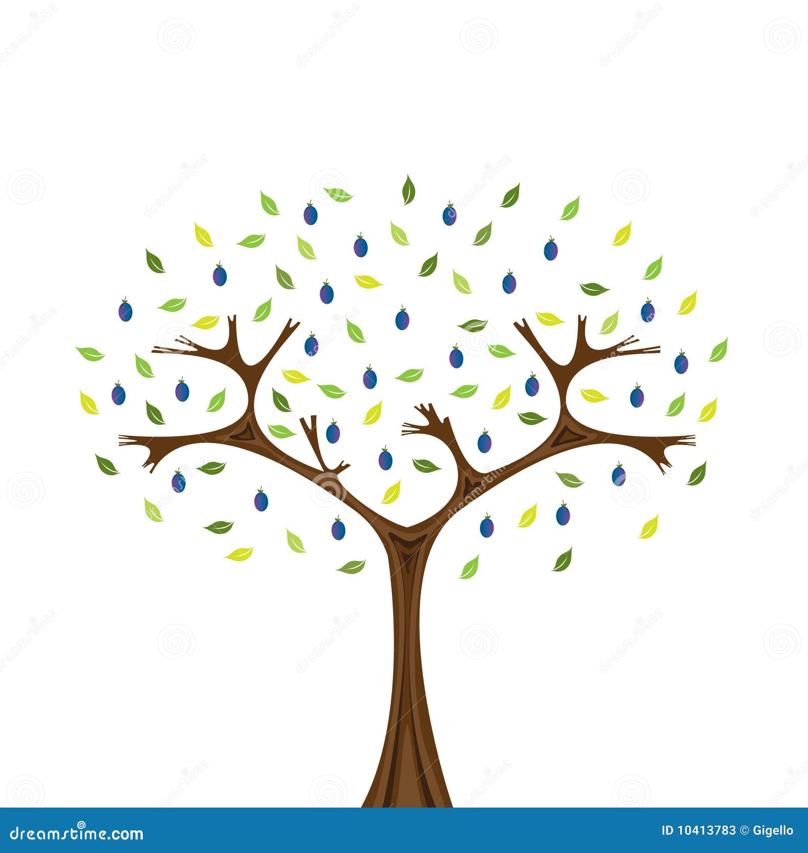 Plum tree stock vector. Illustration of painting, curly - 10413783