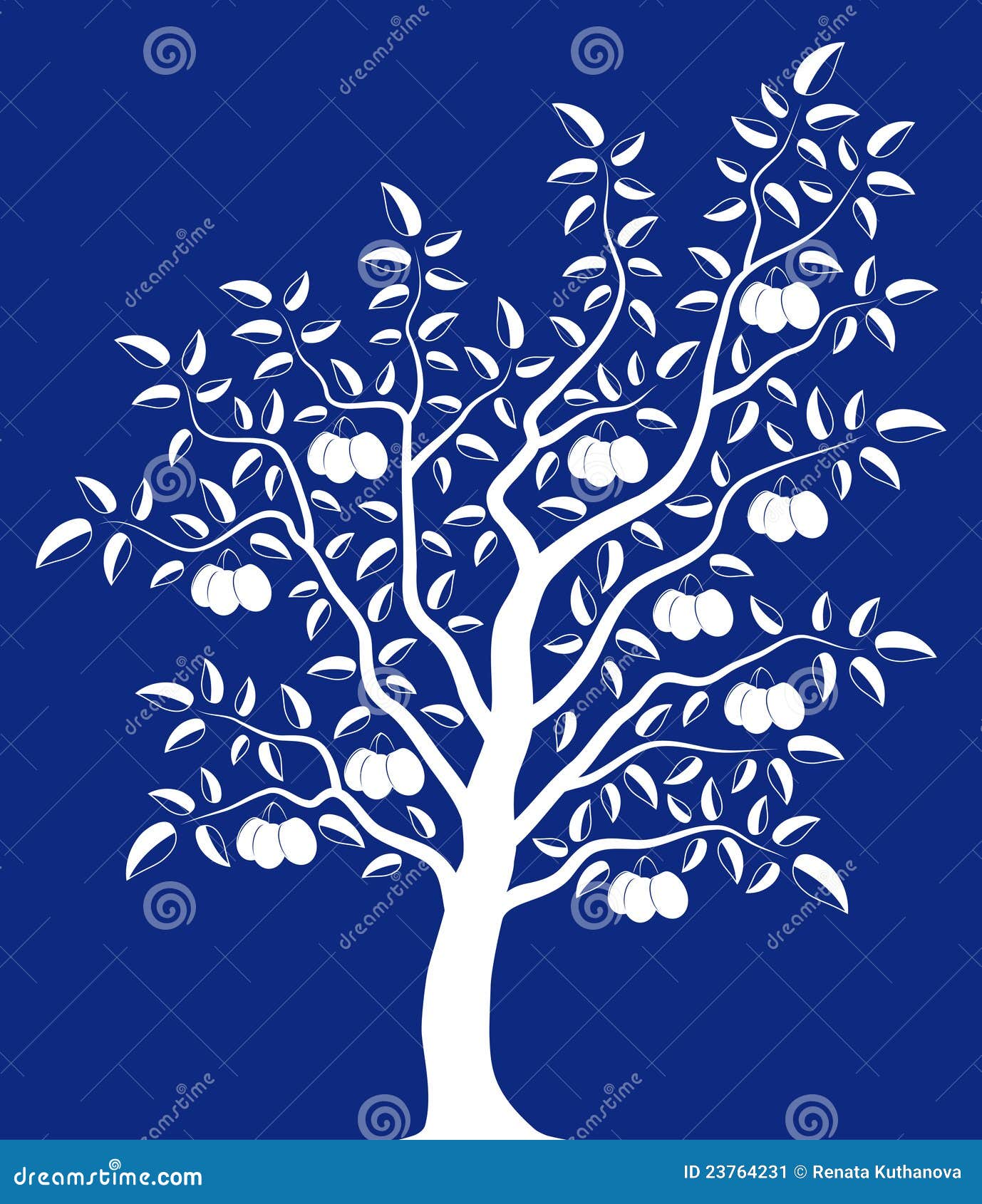 Plum tree stock vector. Illustration of decor, leaf, decoration - 23764231