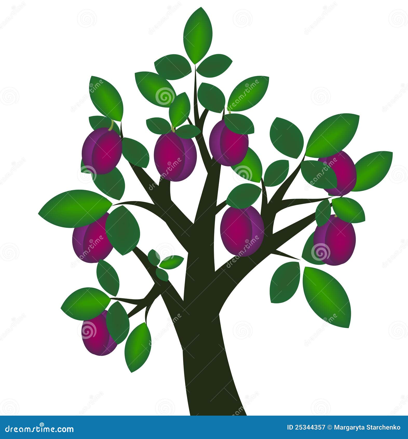Plum tree stock vector. Illustration of bright, stylized - 25344357
