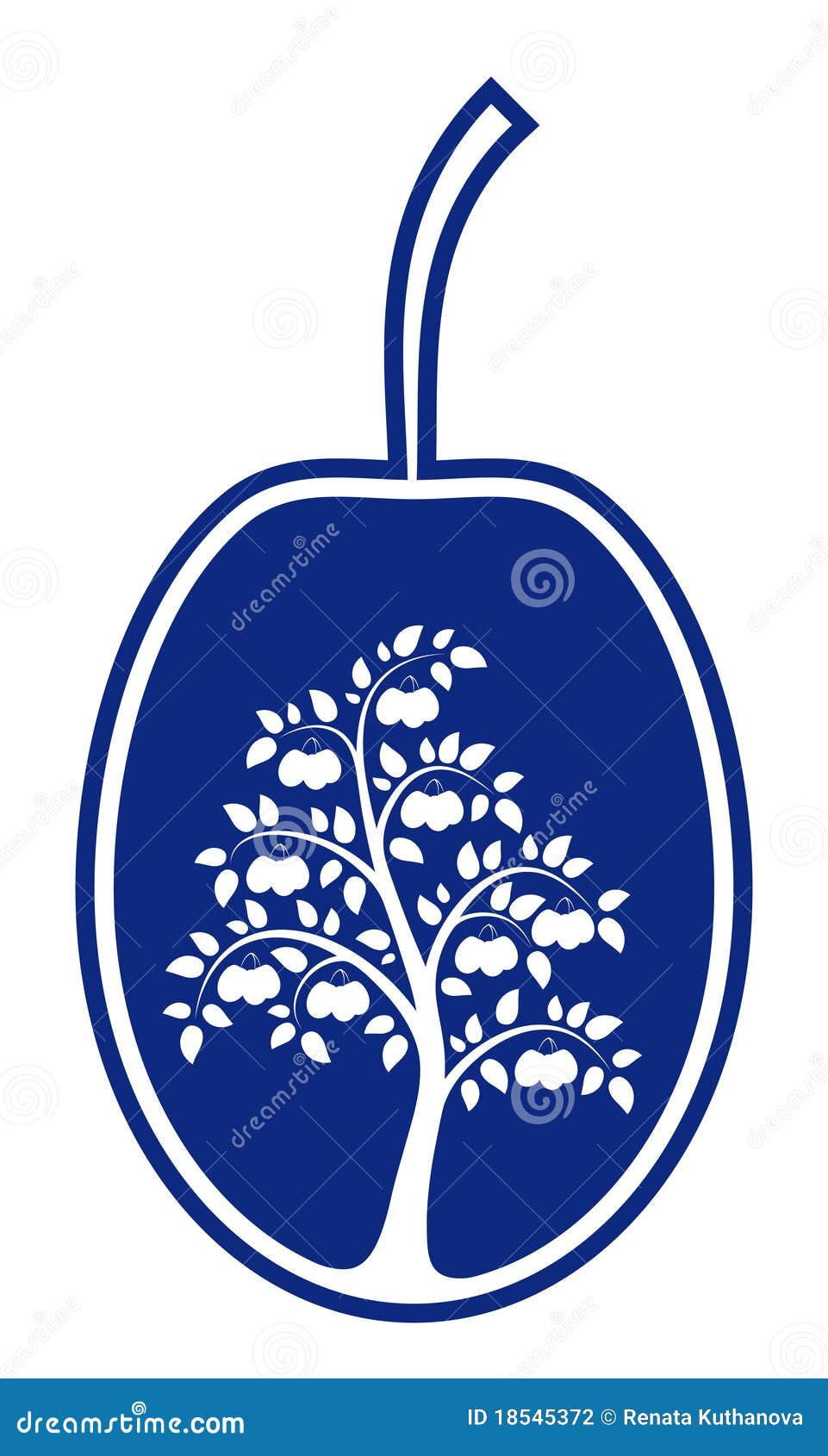 Plum Tree Vector Illustration In Flat Design Isolated On White ...