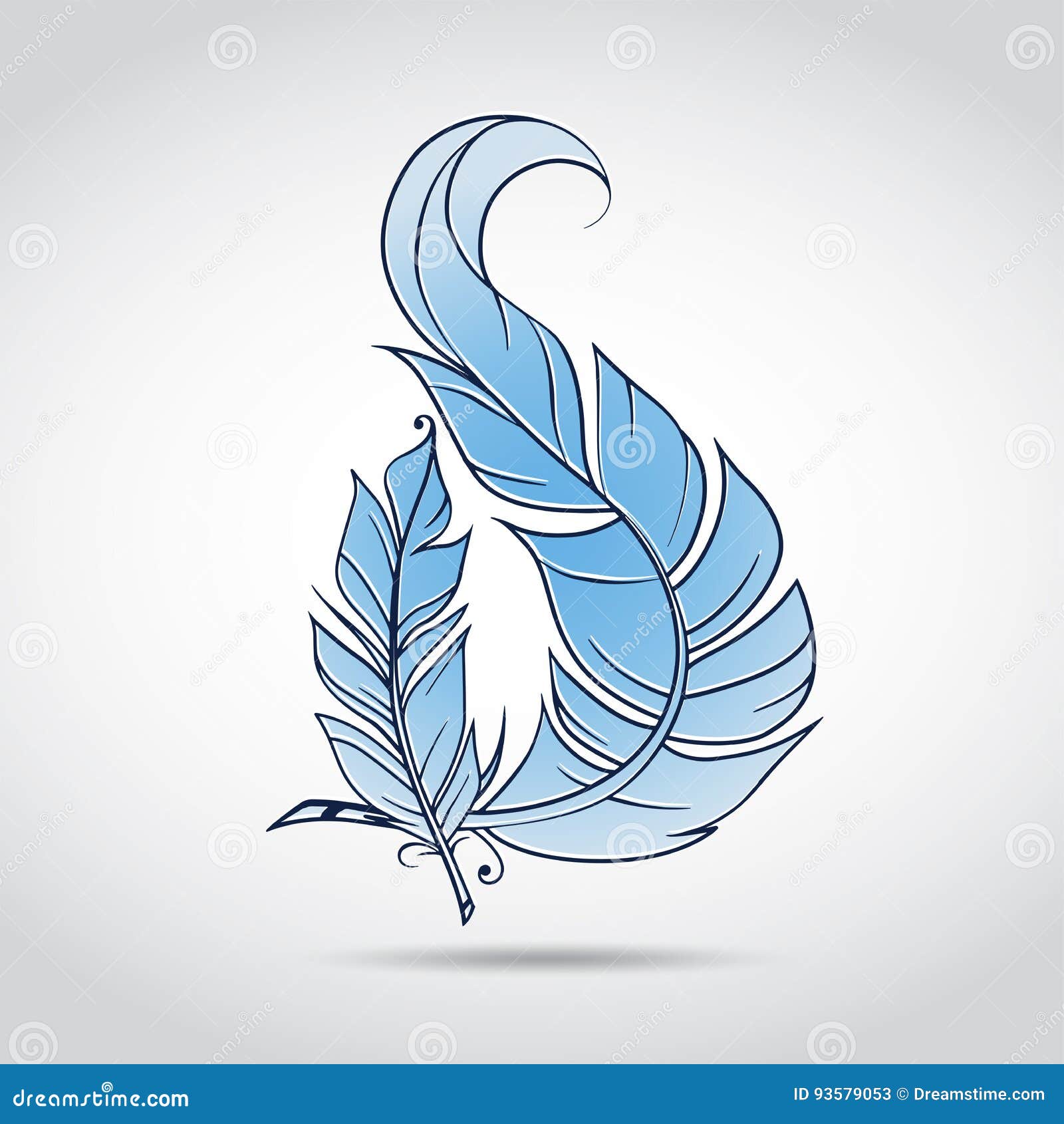 Pluma azul ilustración del vector. Ilustración de primer - 93579053