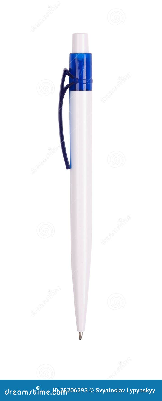 Pluma Azul Aislada En Blanco Imagen de archivo - Imagen de escriba ...