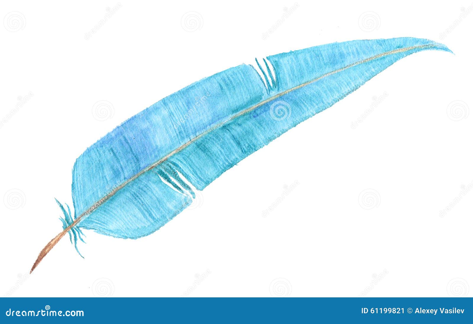 Pluma Azul, Dibujo De La Acuarela Imagen de archivo - Imagen de ...