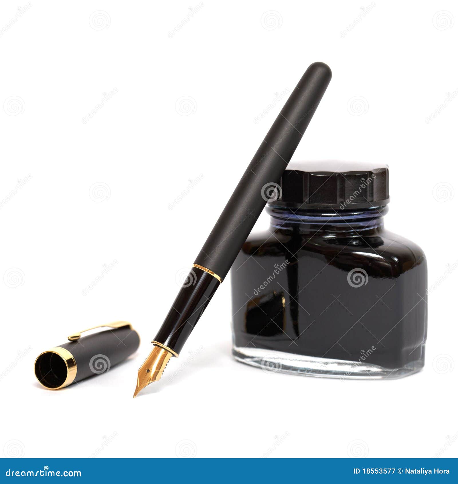 Pluma Con La Botella De Tinta Imagen de archivo - Imagen de negro ...