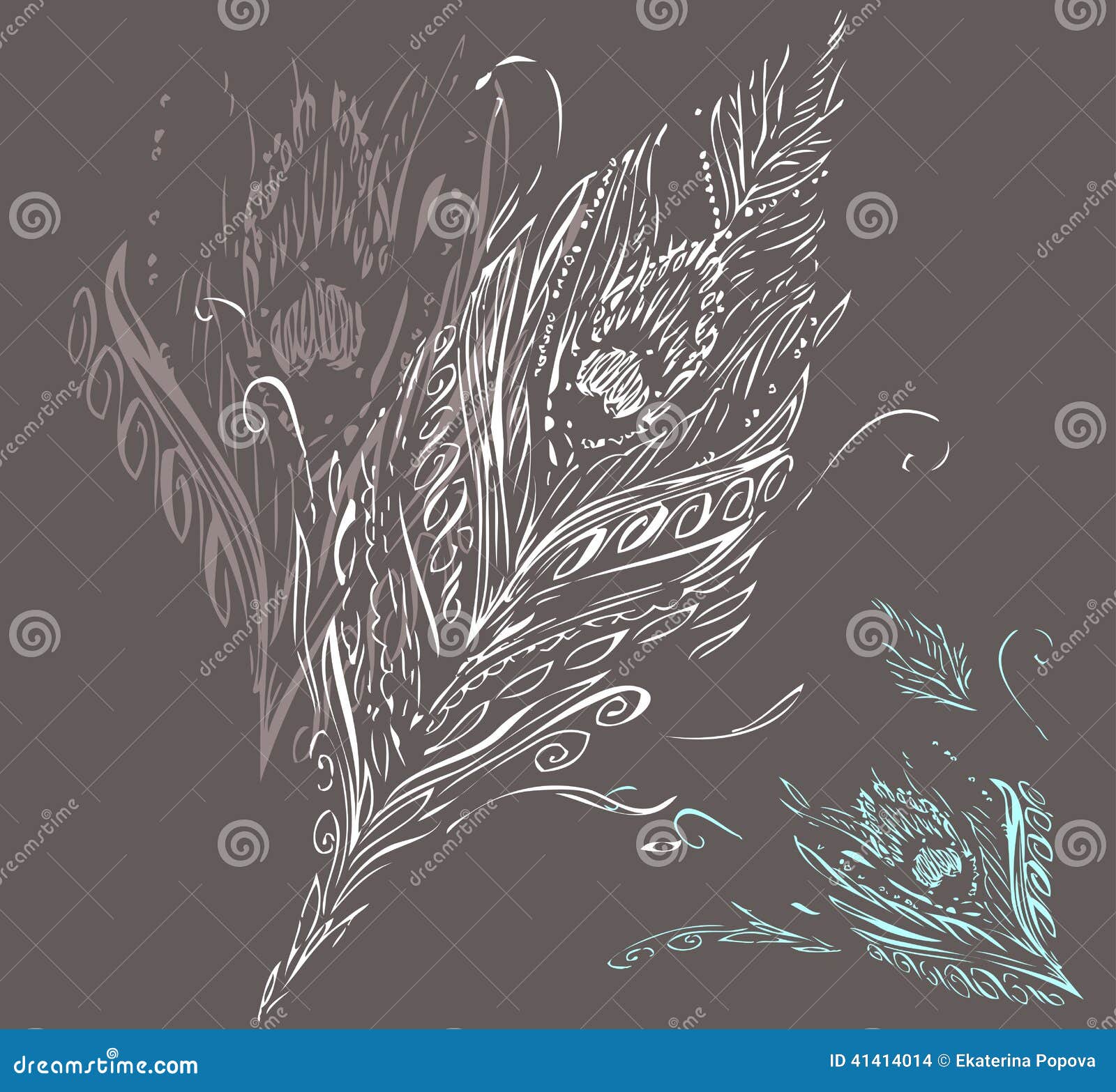 Pluma del pavo real ilustración del vector. Ilustración de arte - 41414014