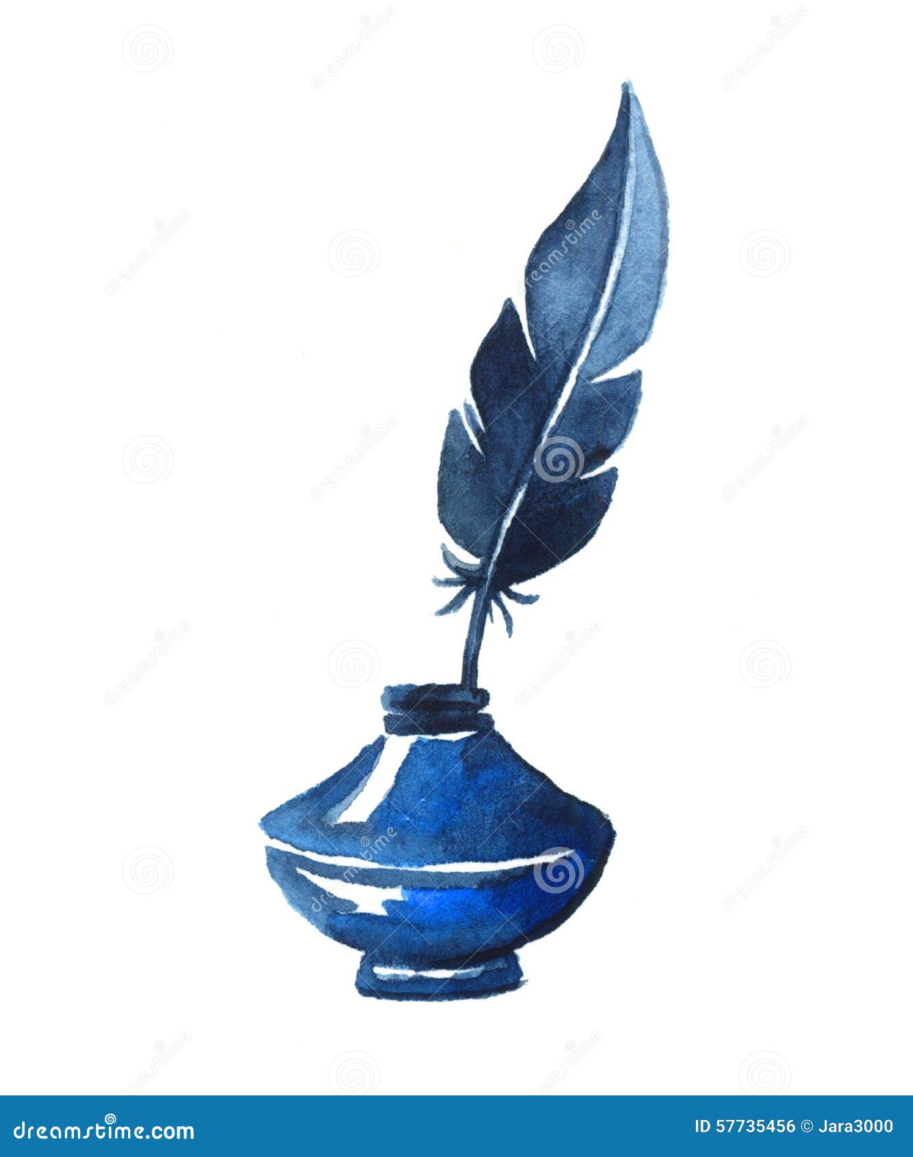 Pluma en el tintero stock de ilustración. Ilustración de botella - 57735456