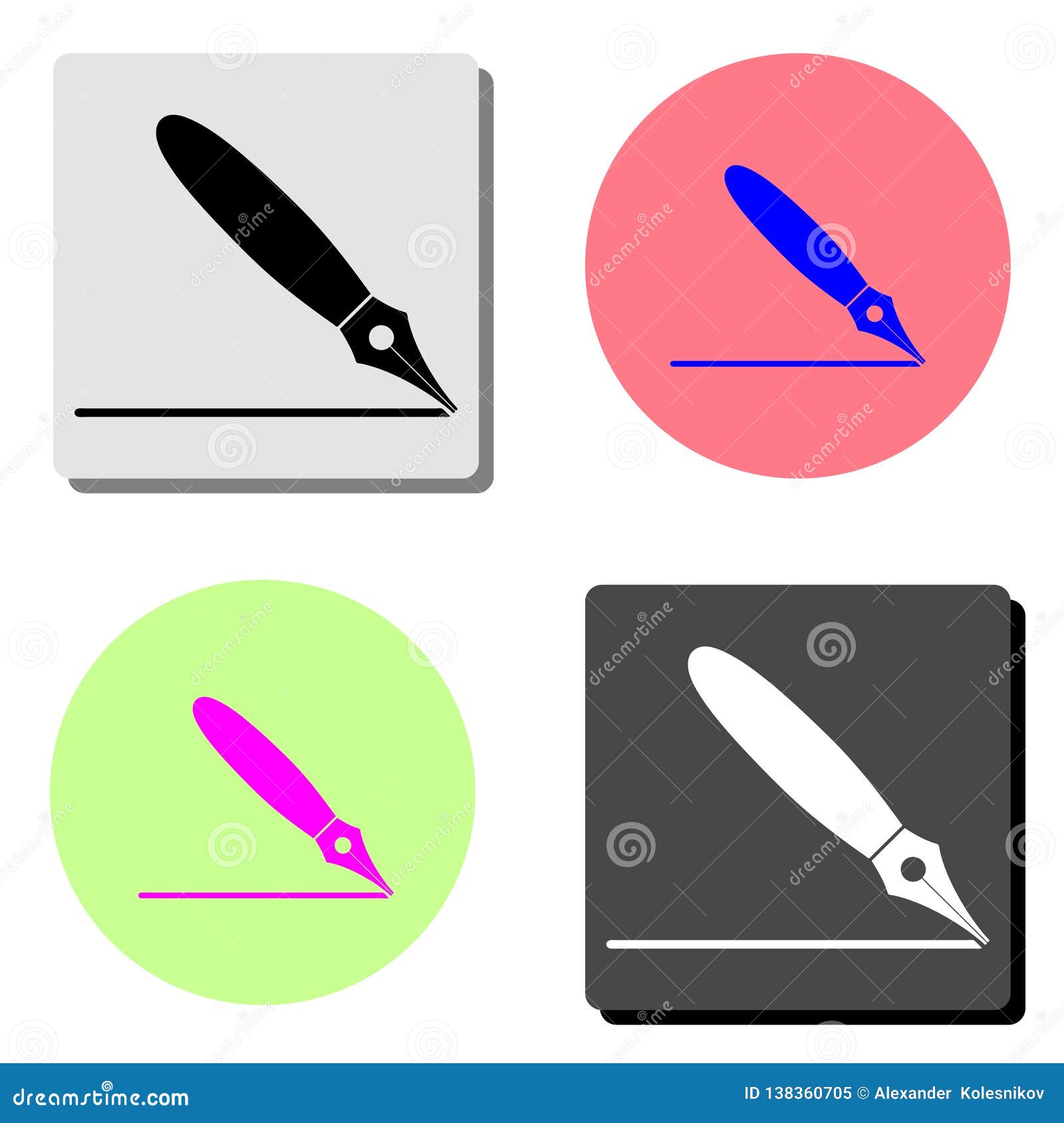 Pluma Icono Plano Del Vector Ilustración del Vector - Ilustración de ...