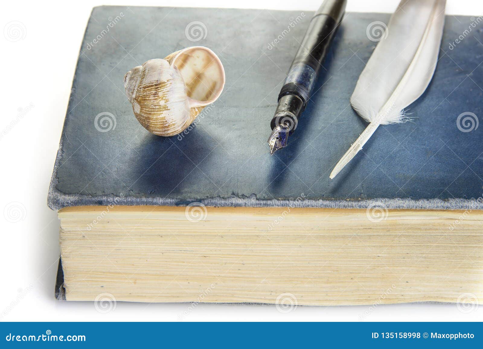 Pluma Vieja Con La Pluma En Un Libro Foto de archivo - Imagen de ...