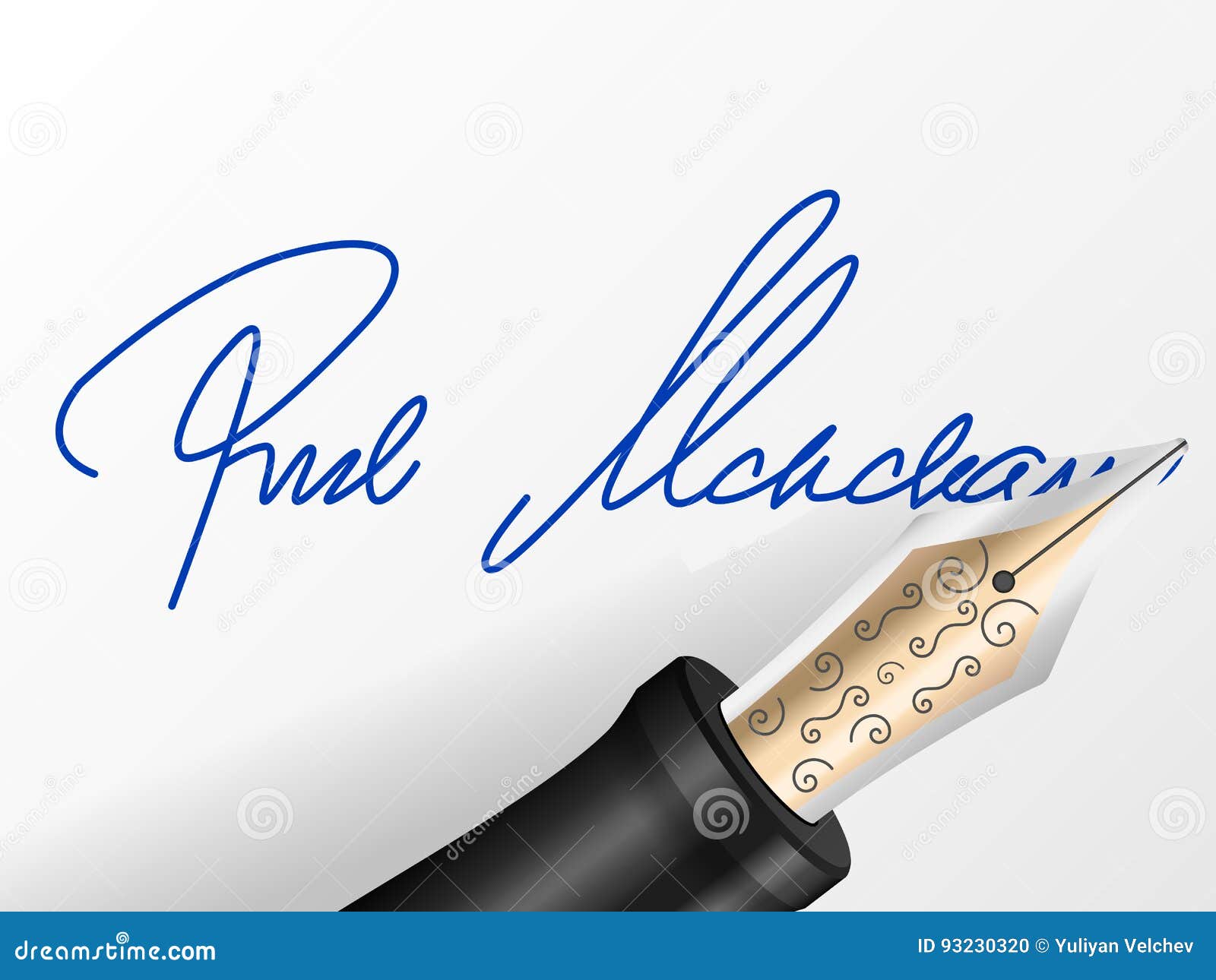 Pluma y firma stock de ilustración. Ilustración de bosquejo - 93230320