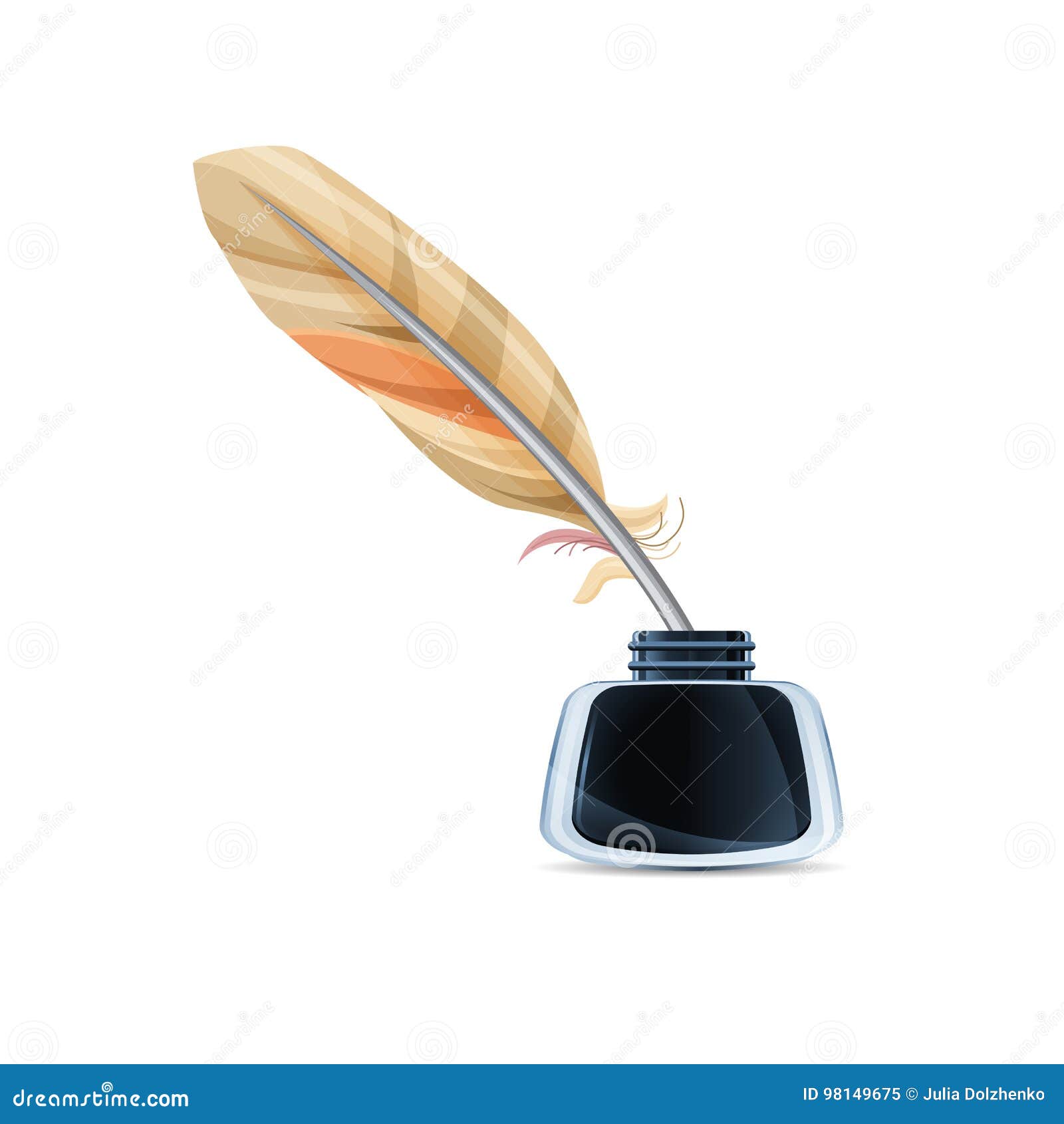 Pluma y tintero ilustración del vector. Ilustración de tinta - 98149675