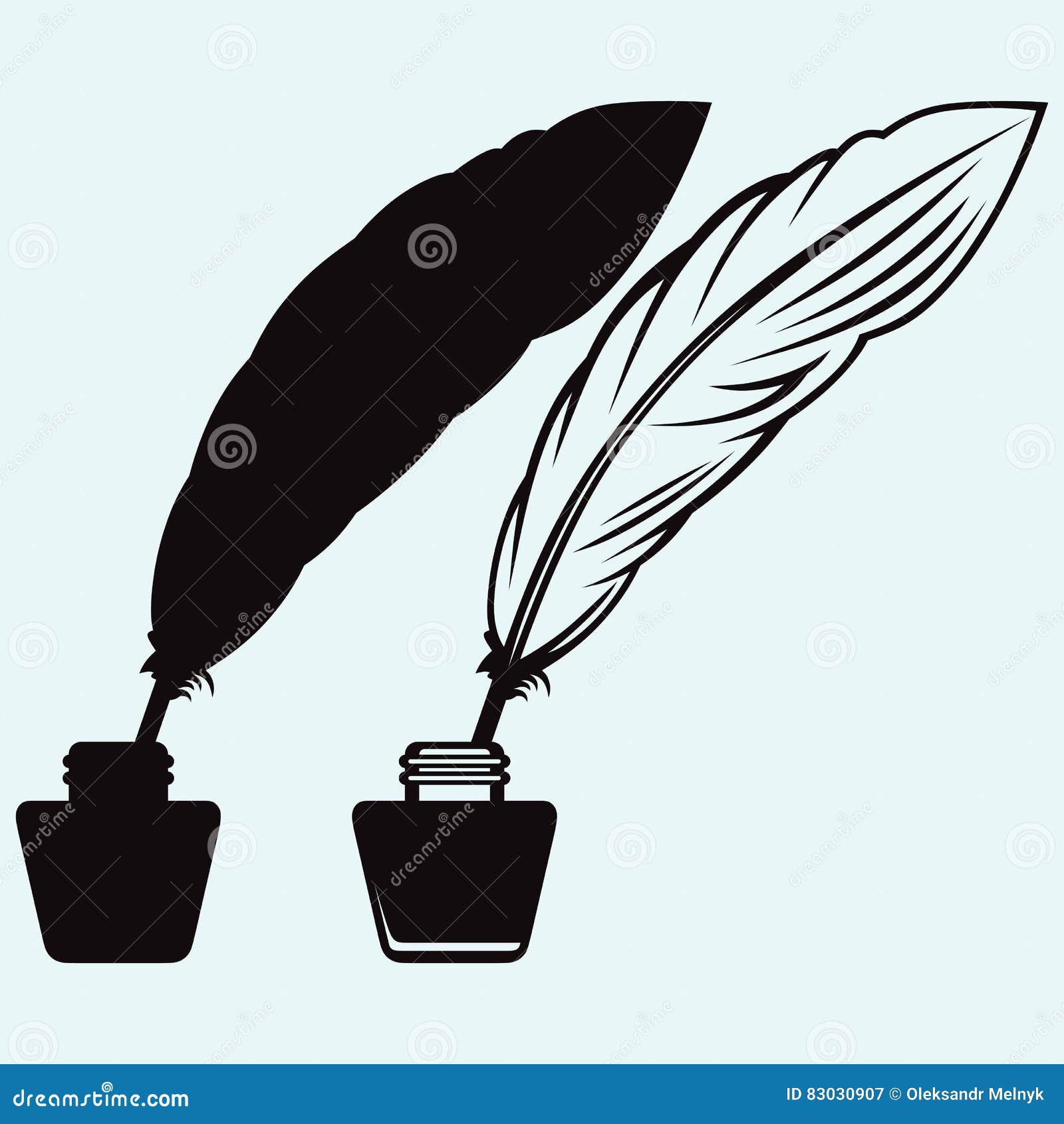 Pluma y tintero antiguos ilustración del vector. Ilustración de tinta ...