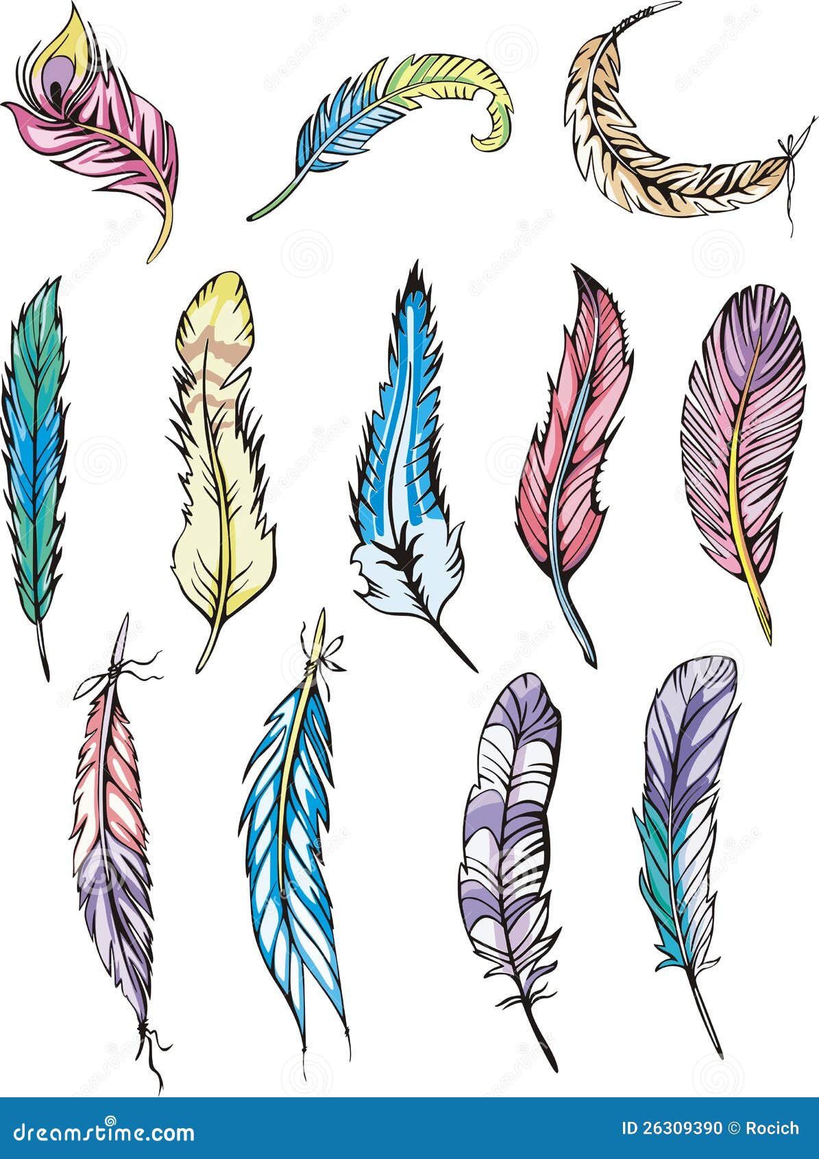 Plumas multicolores ilustración del vector. Ilustración de plumaje ...