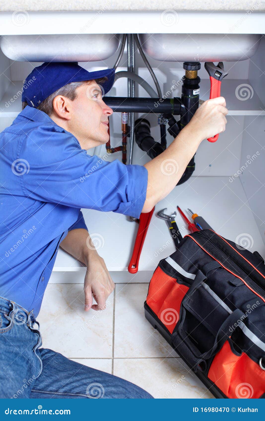 Plumber stock photo. Image of mature, interior, sanitation - 16980470