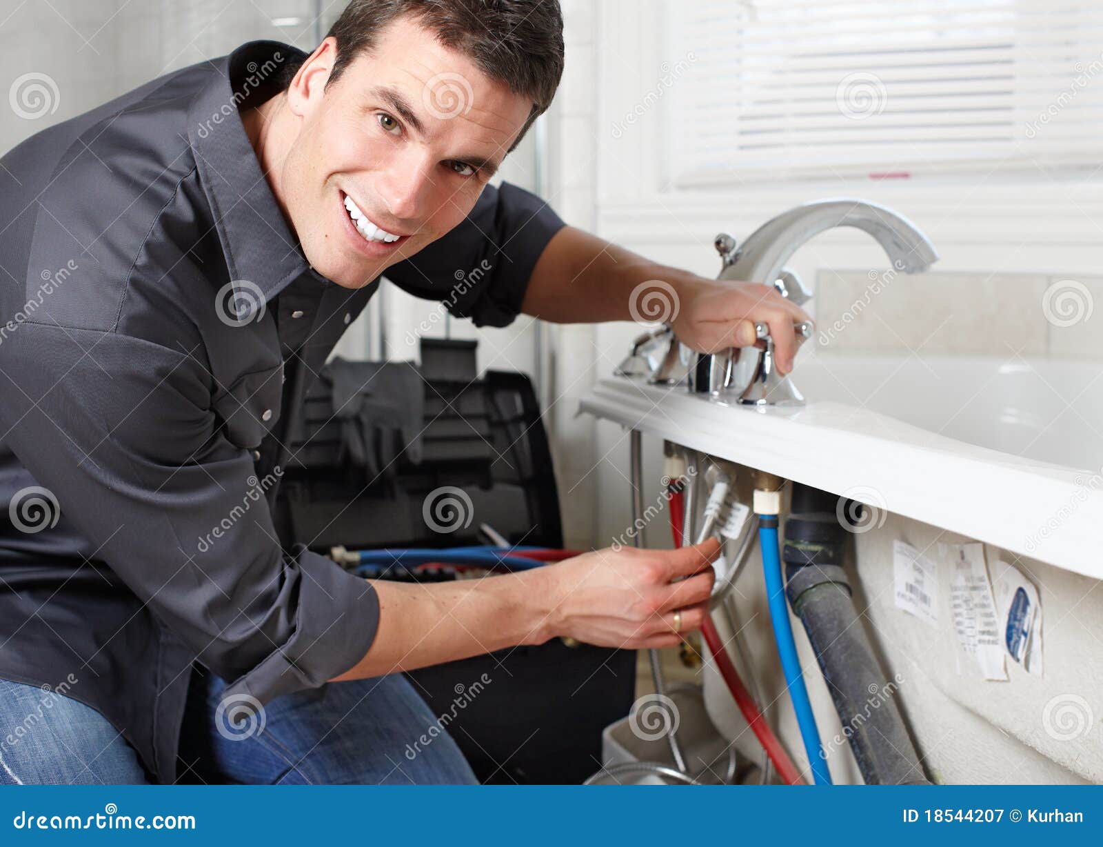 Plumber stock image. Image of installing, interior, bath - 18544207