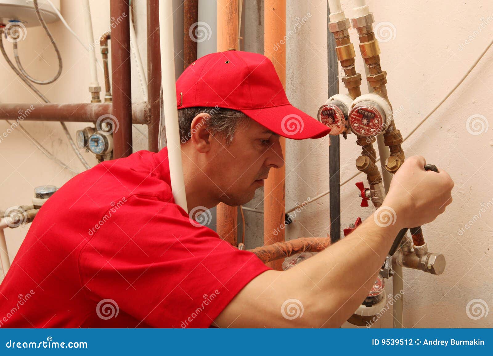 Plumber stock photo. Image of handsome, profession, plumber - 9539512