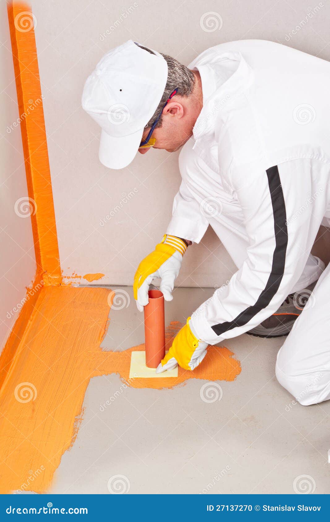 Plumber applying cuff stock photo. Image of floor, building - 27137270