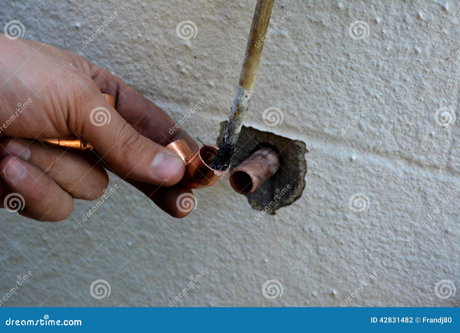 Plumber applying flux stock photo. Image of pipe, flux - 42831482
