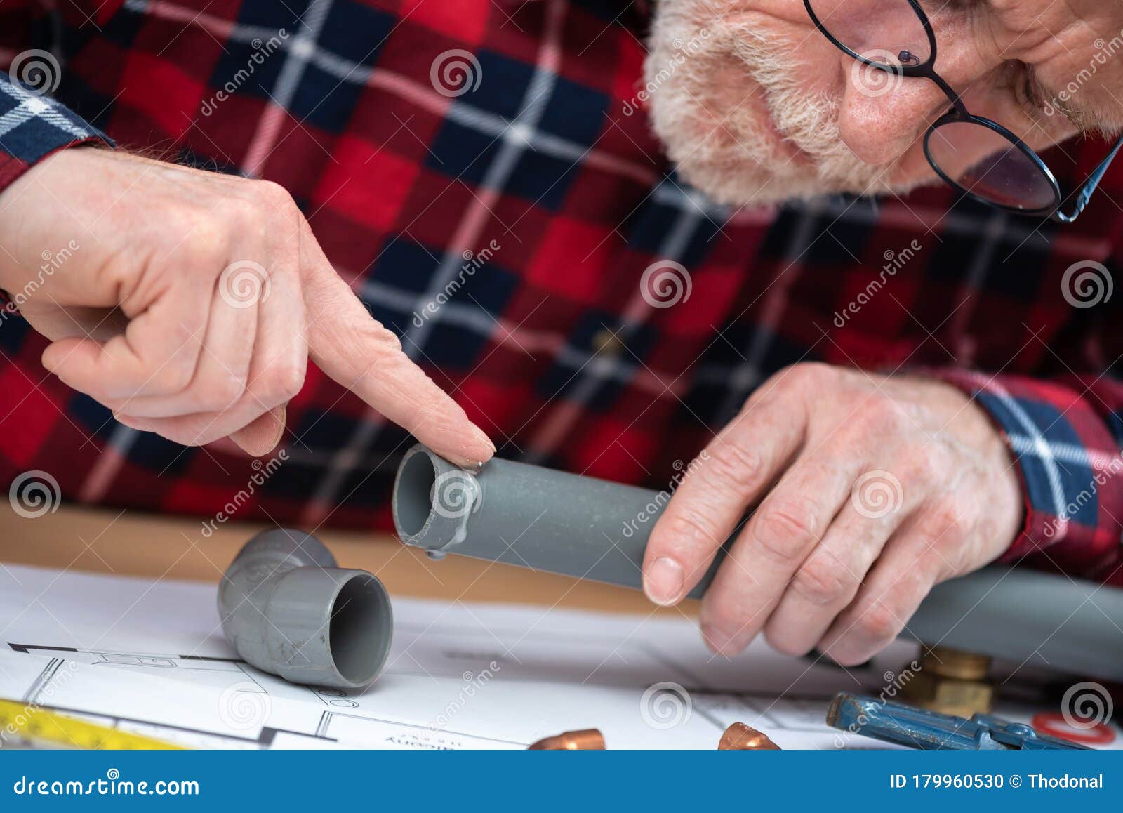 Plumber Applying Glue on Pvc Pipe Stock Photo - Image of water, home ...
