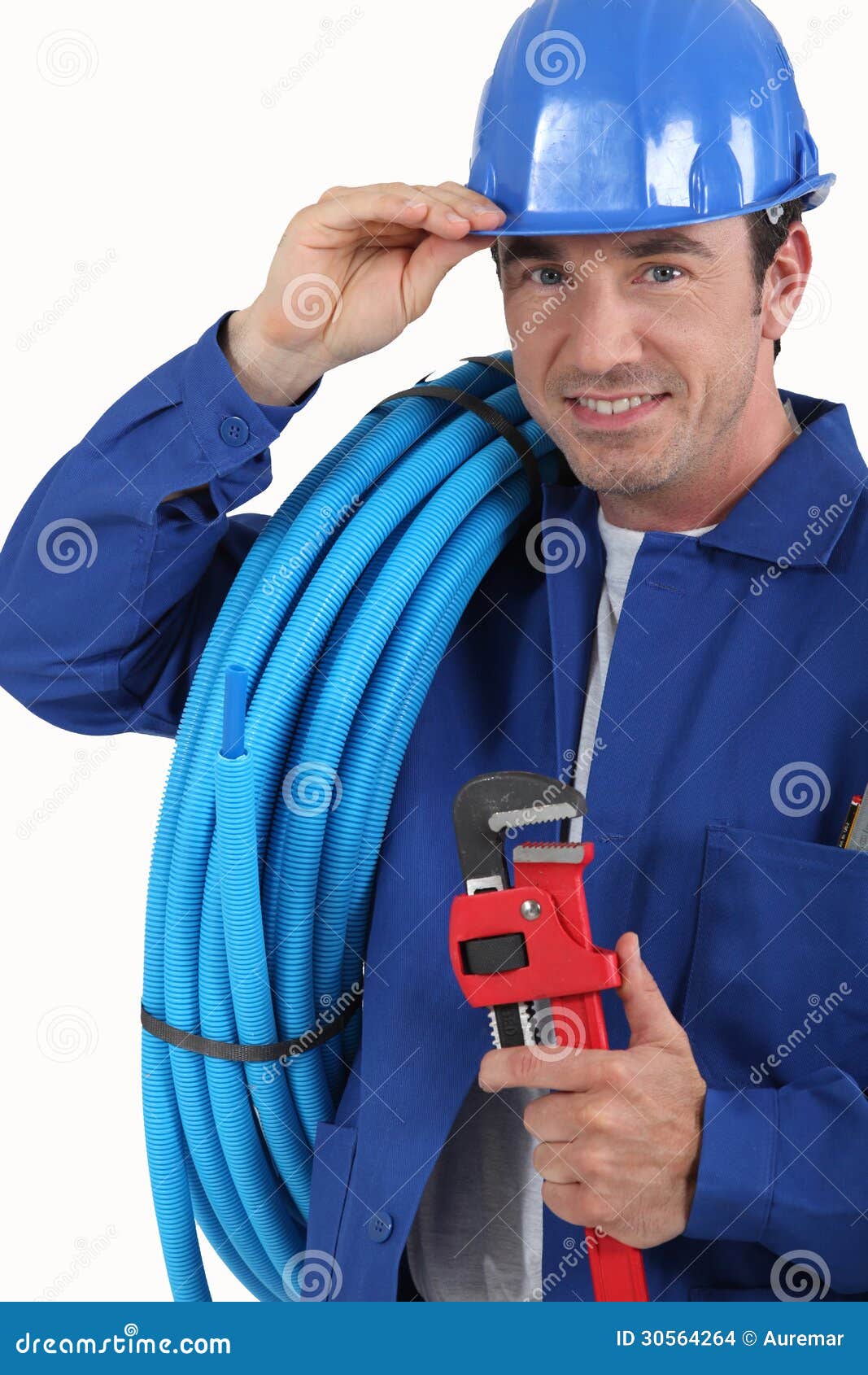 Plumber stock photo. Image of helmet, years, house, ready - 30564264