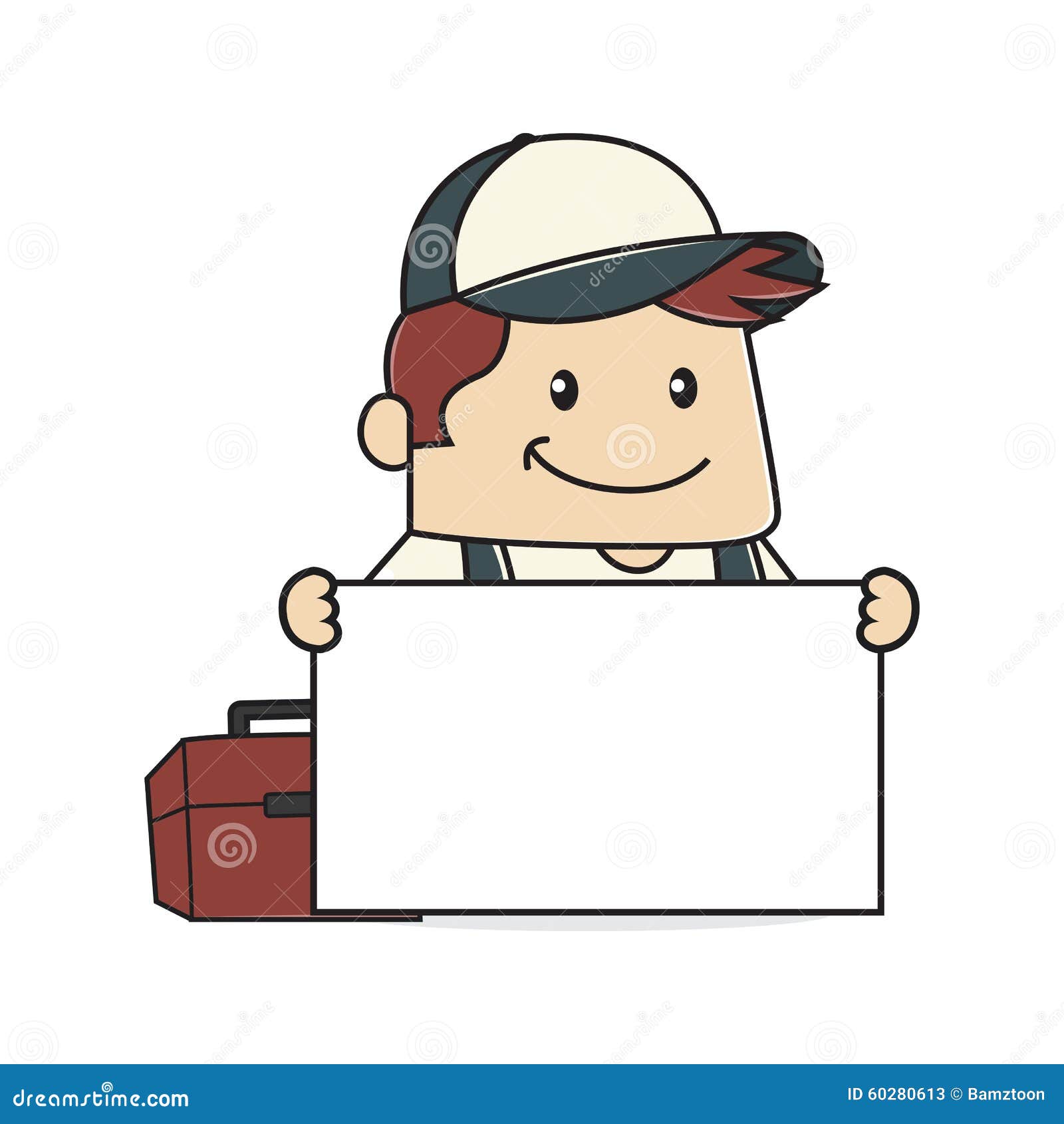 Plumber Holding Plunger With Hard Hat Cartoon Vector | CartoonDealer ...